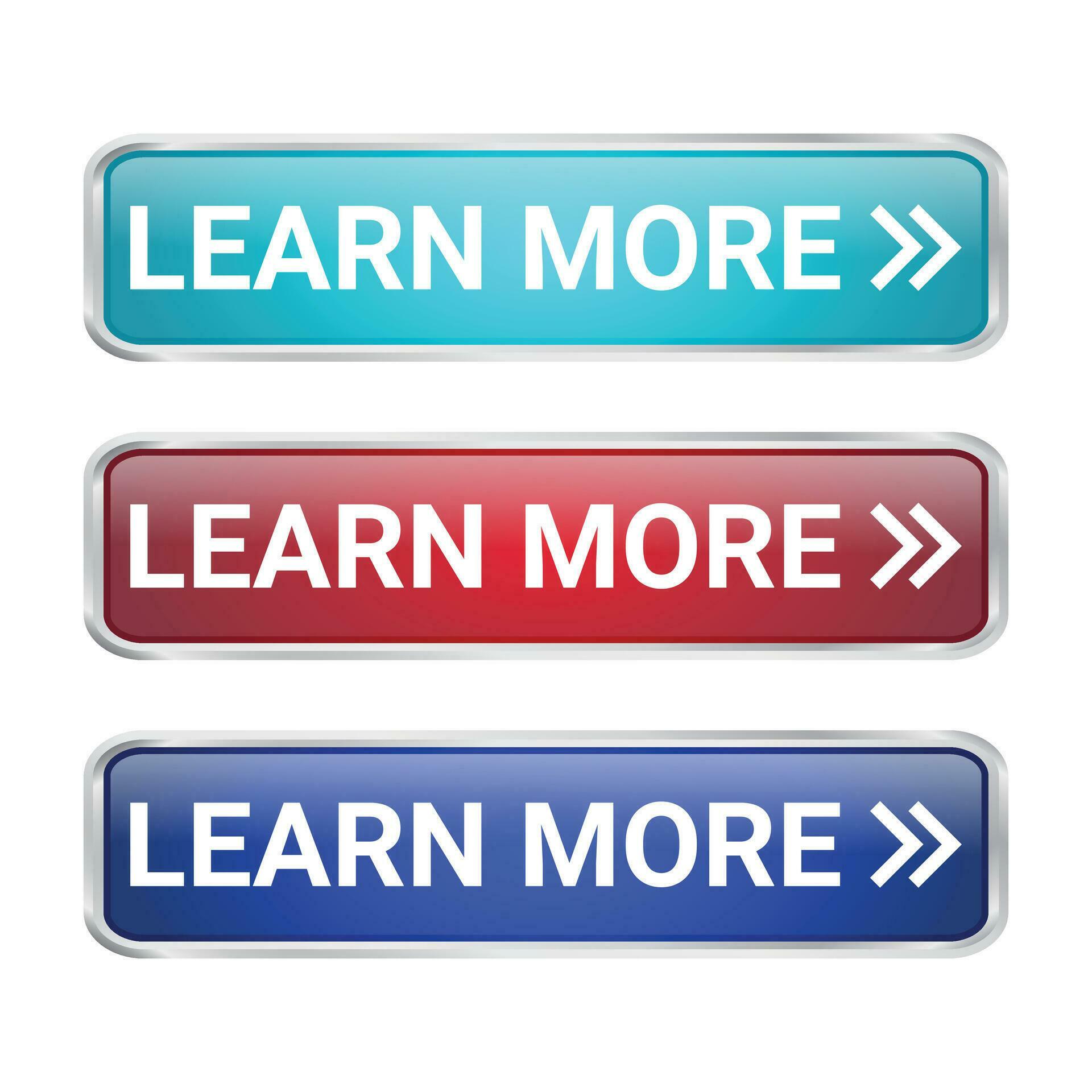 Learn More Button, Realistic 3D Glossy And Shiny Buttons For Label ...