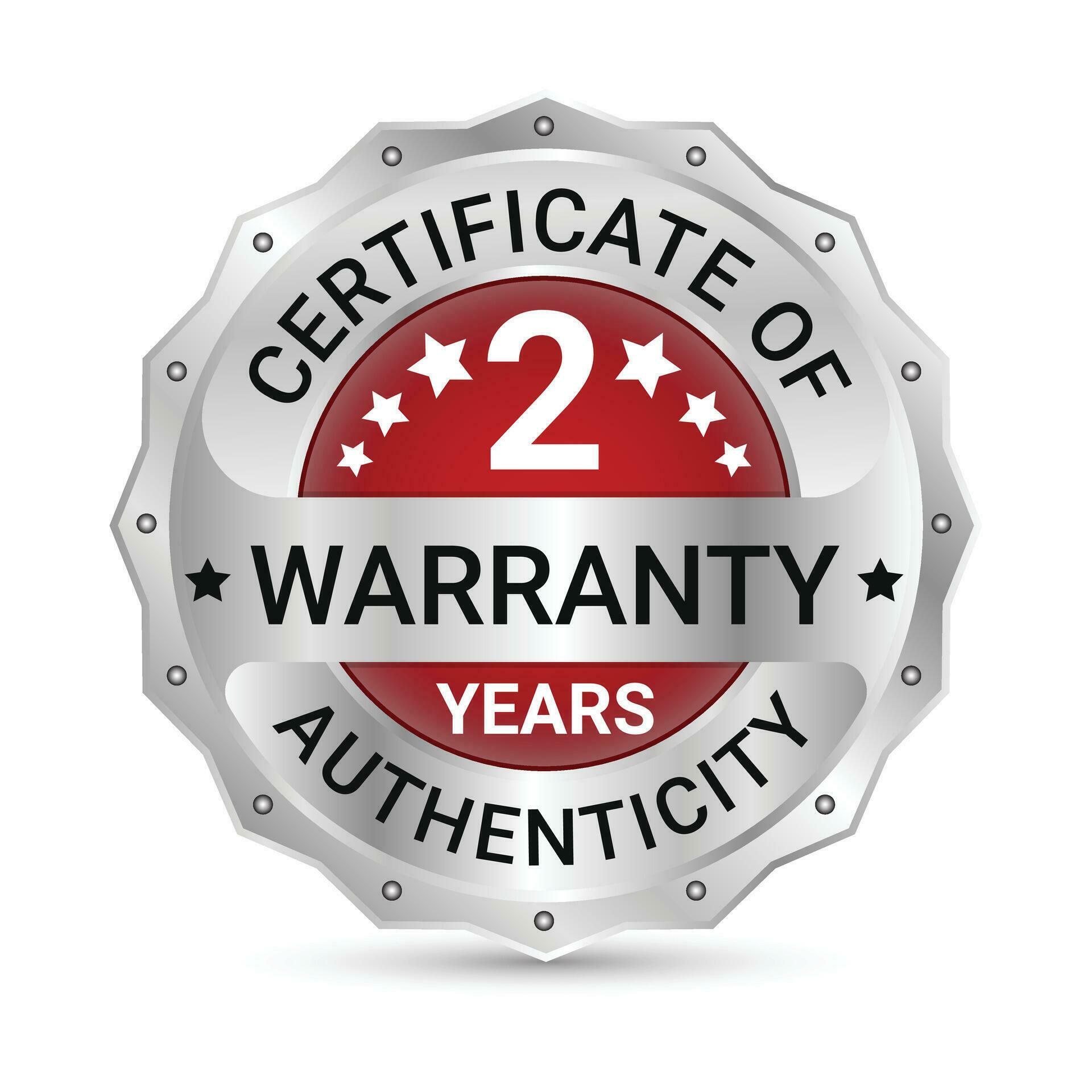 2 Years Warranty Glossy And Shiny Silver Metallic Badge Design, Label, Seal, 2 Year Certificate ...
