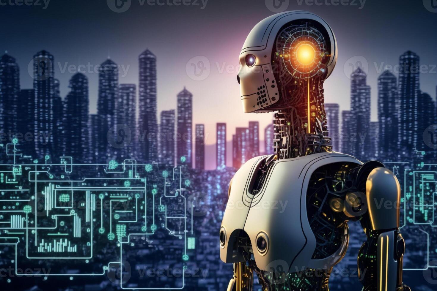 Smart City with robot system artificial intelligence. 25470070 Stock Photo at Vecteezy