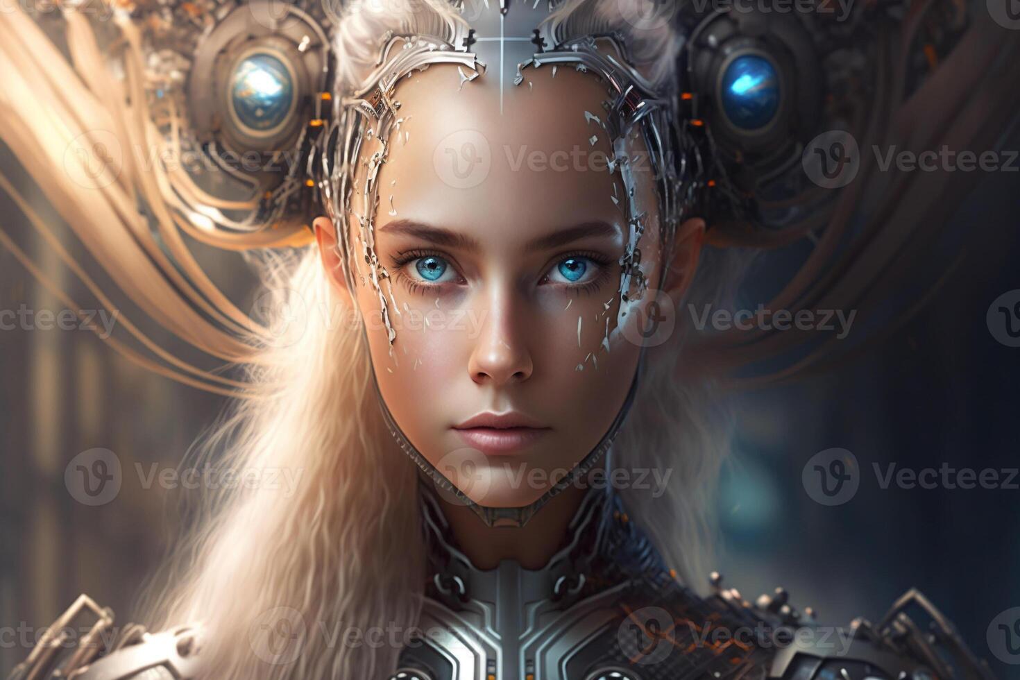 Artificial intelligence a humanoid cyber girl with Technology smart robot Ai. 25470891 Stock ...