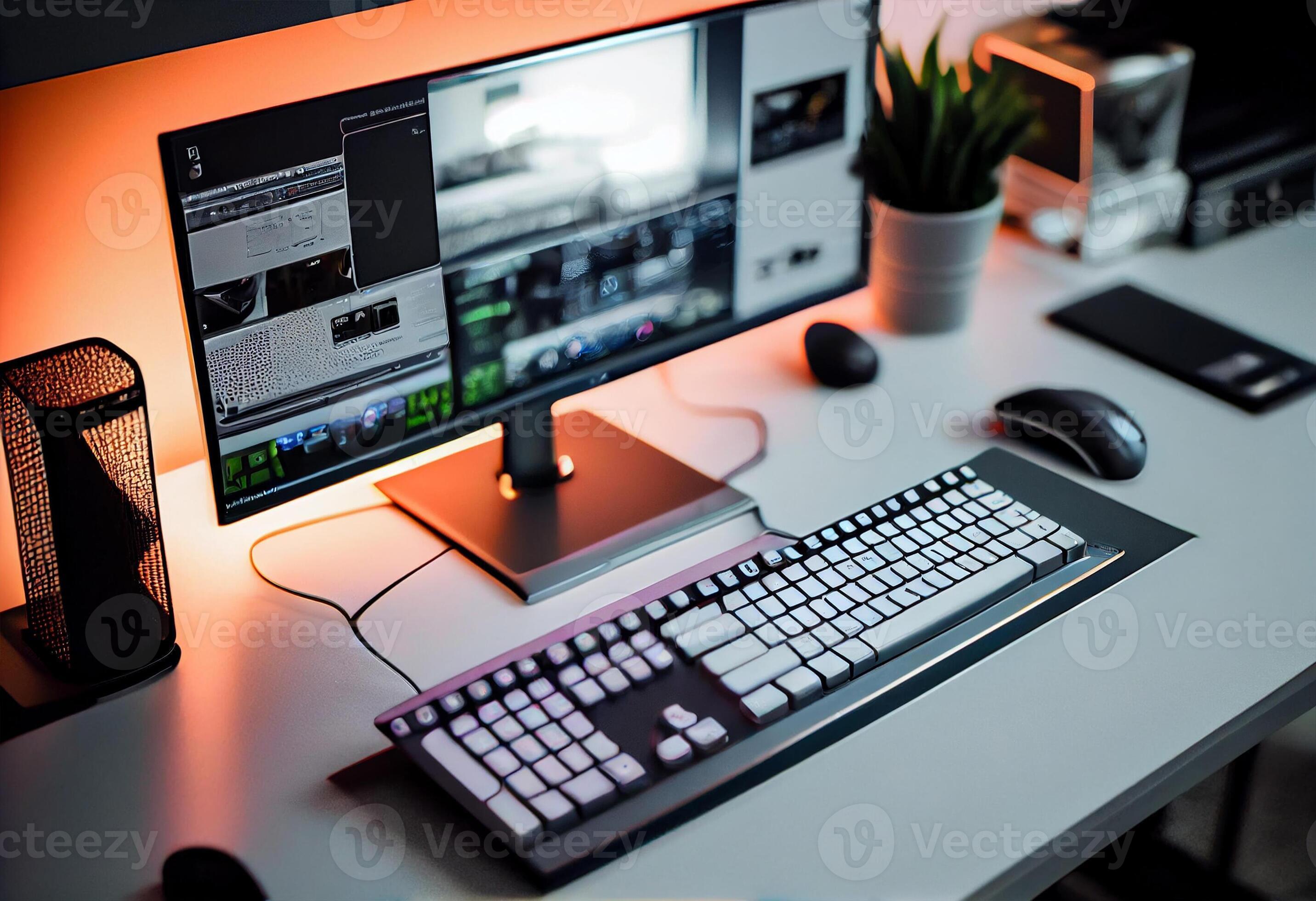 Shot of a Desktop computer and keyboard and mouse in the Creative ...