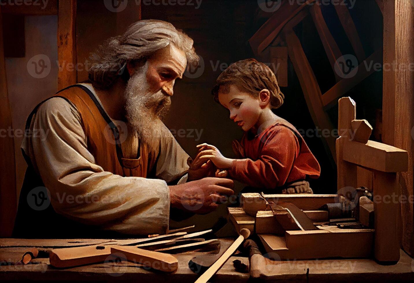 Saint Joseph of Nazareth teaches Jesus Christ about carpentry. Father's ... Saint Joseph of Nazareth teaches Jesus Christ about carpentry. Father's ...