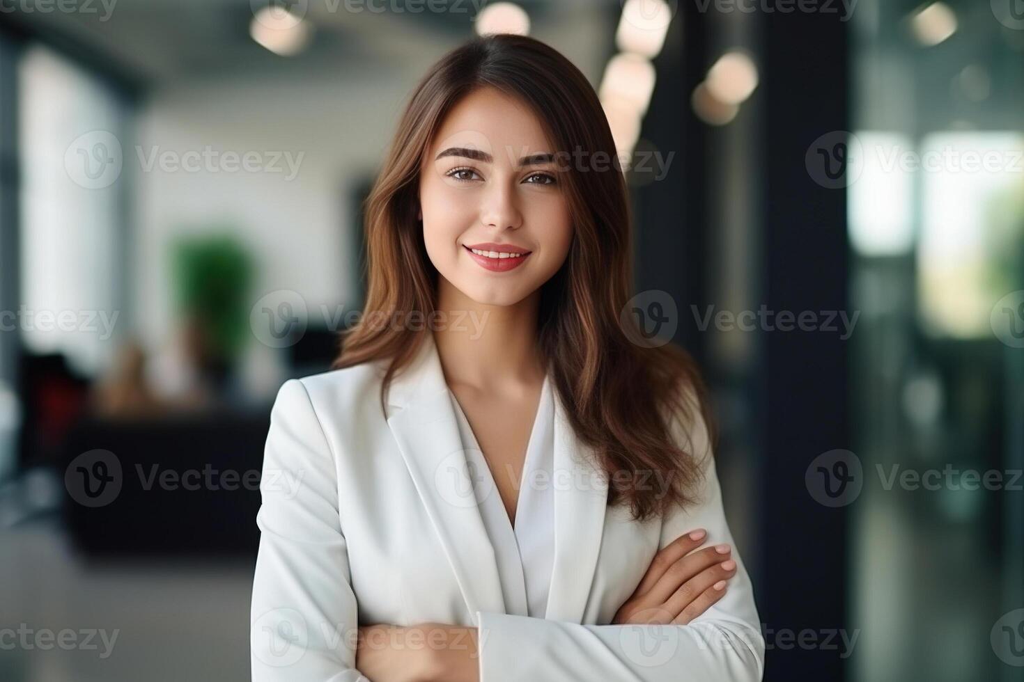 Portrait of a professional woman in a suit. Business woman standing in ... Portrait of a professional woman in a suit. Business woman standing in ...
