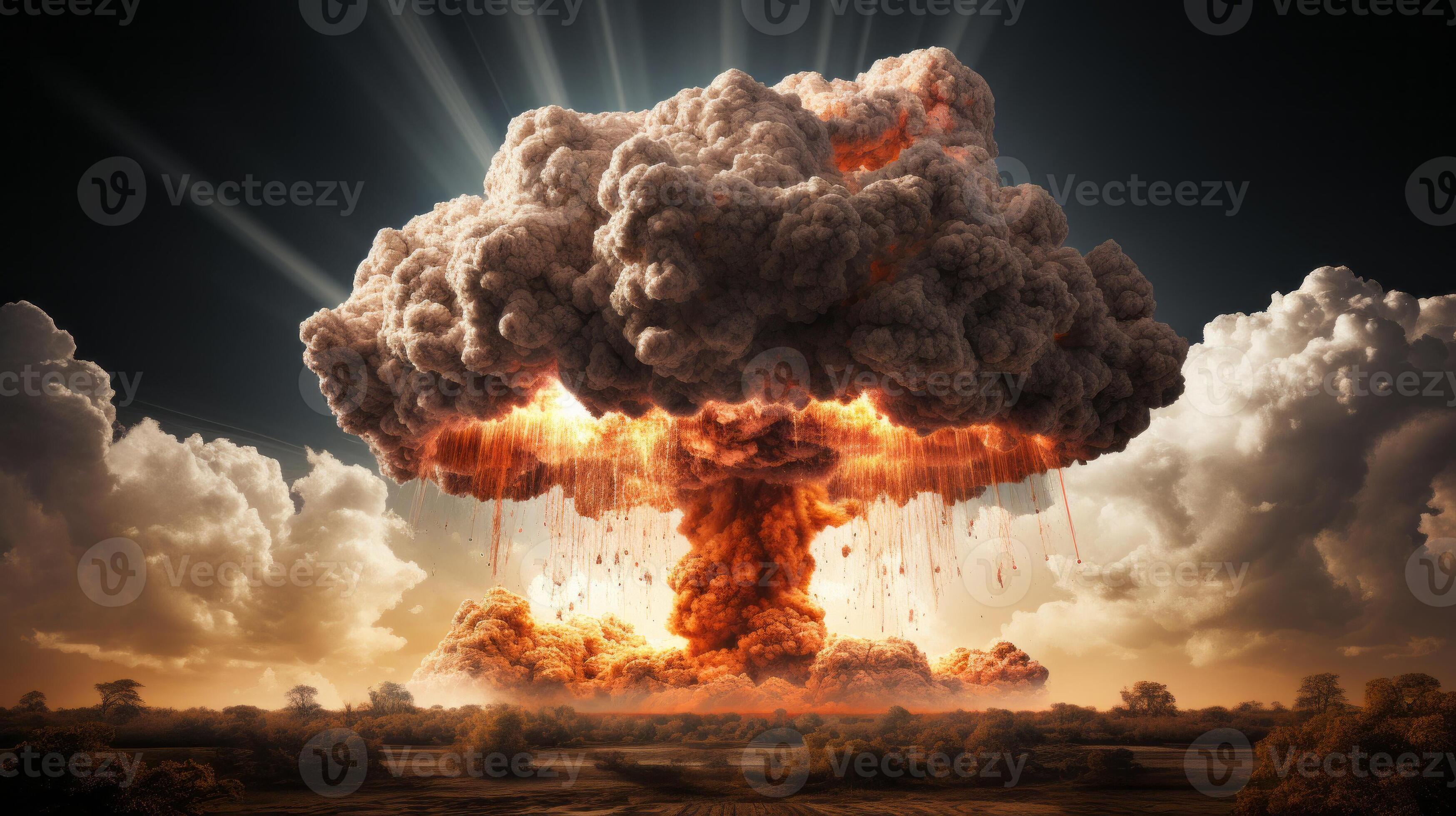Nuclear explosion and mushroom cloud . 25475892 Stock Photo at Vecteezy