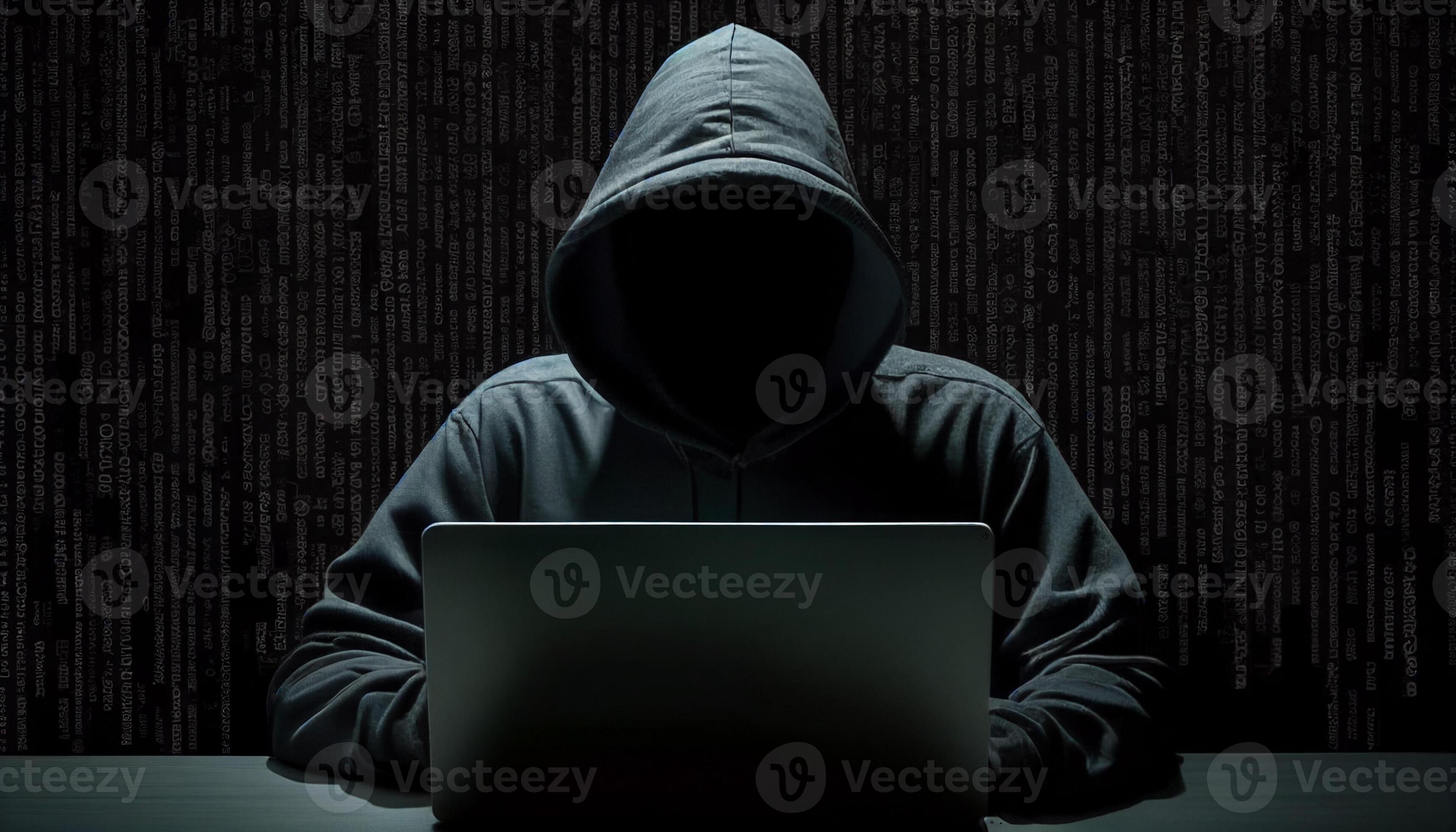 Anonymous Hacker Without Face Typing Computer Laptop Concept Of