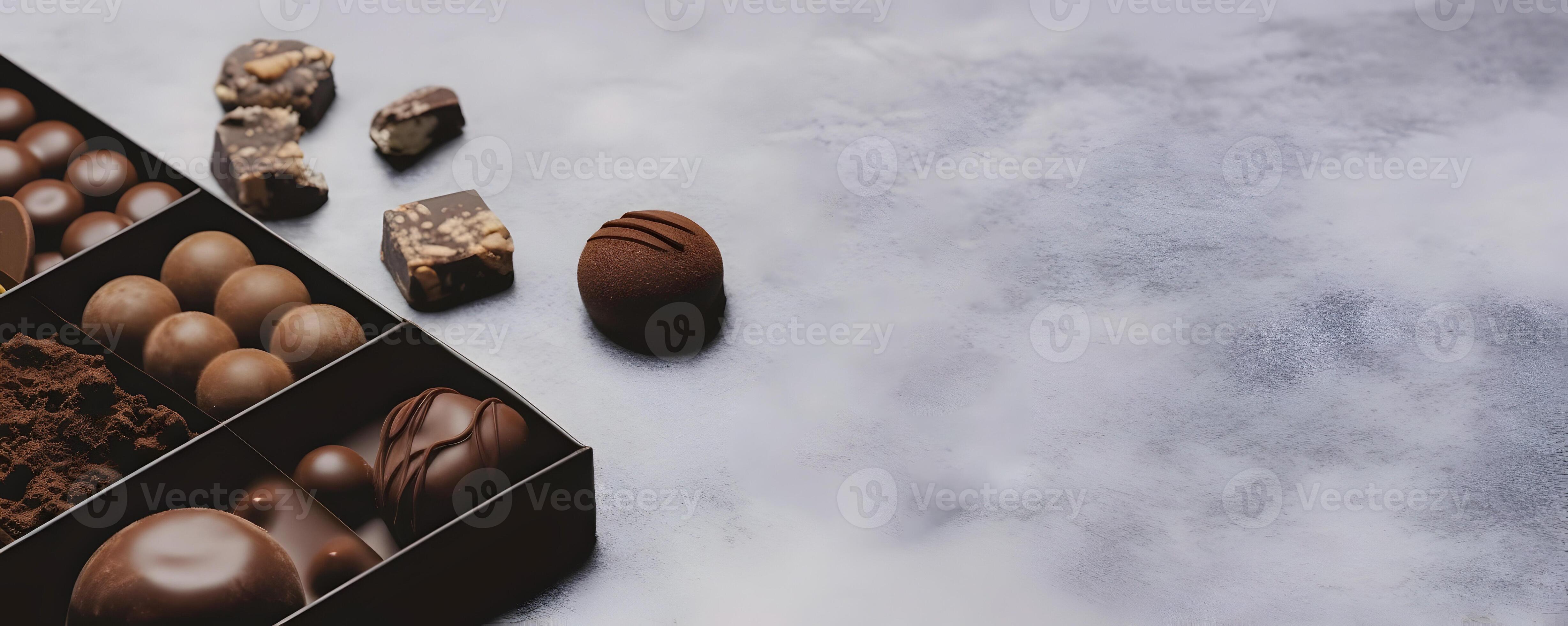 Various types of chocolate. Background with copy space. 25481541 Stock ...