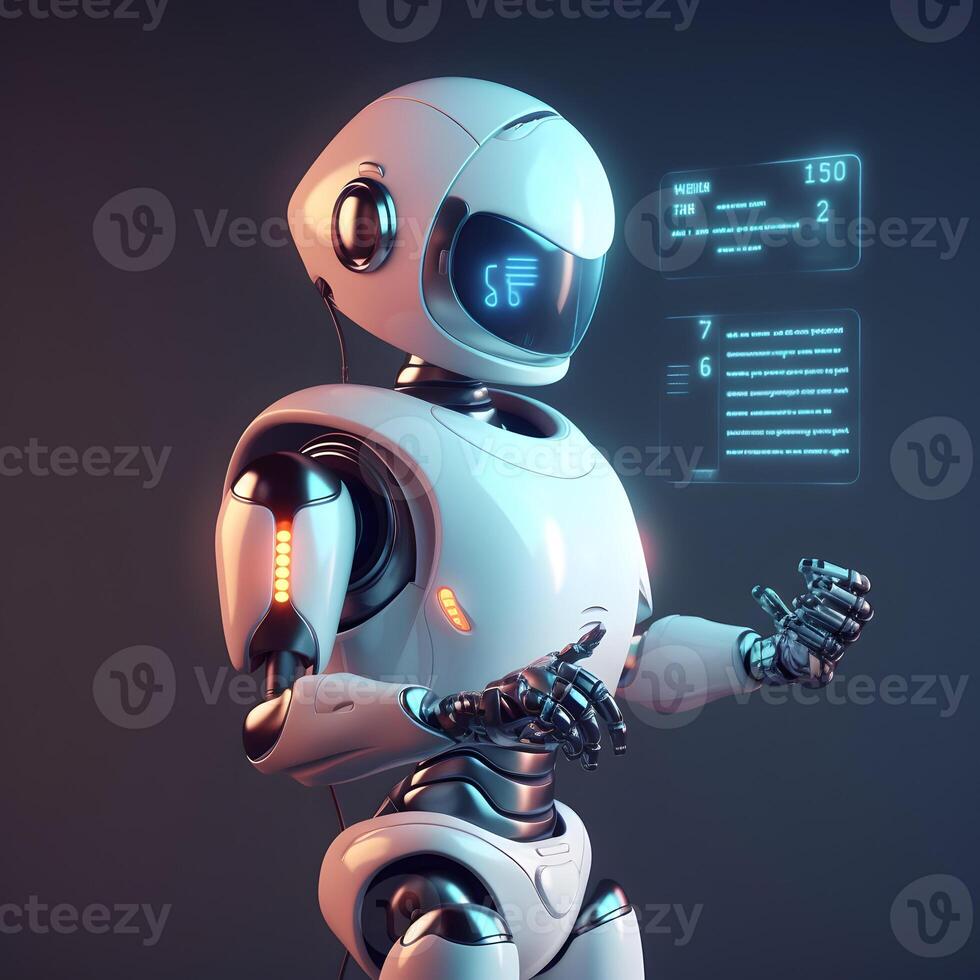 Robot beside data screen. Concept of chatbot with AI. 25481634 Stock ... Robot beside data screen. Concept of chatbot with AI. 25481634 Stock ...