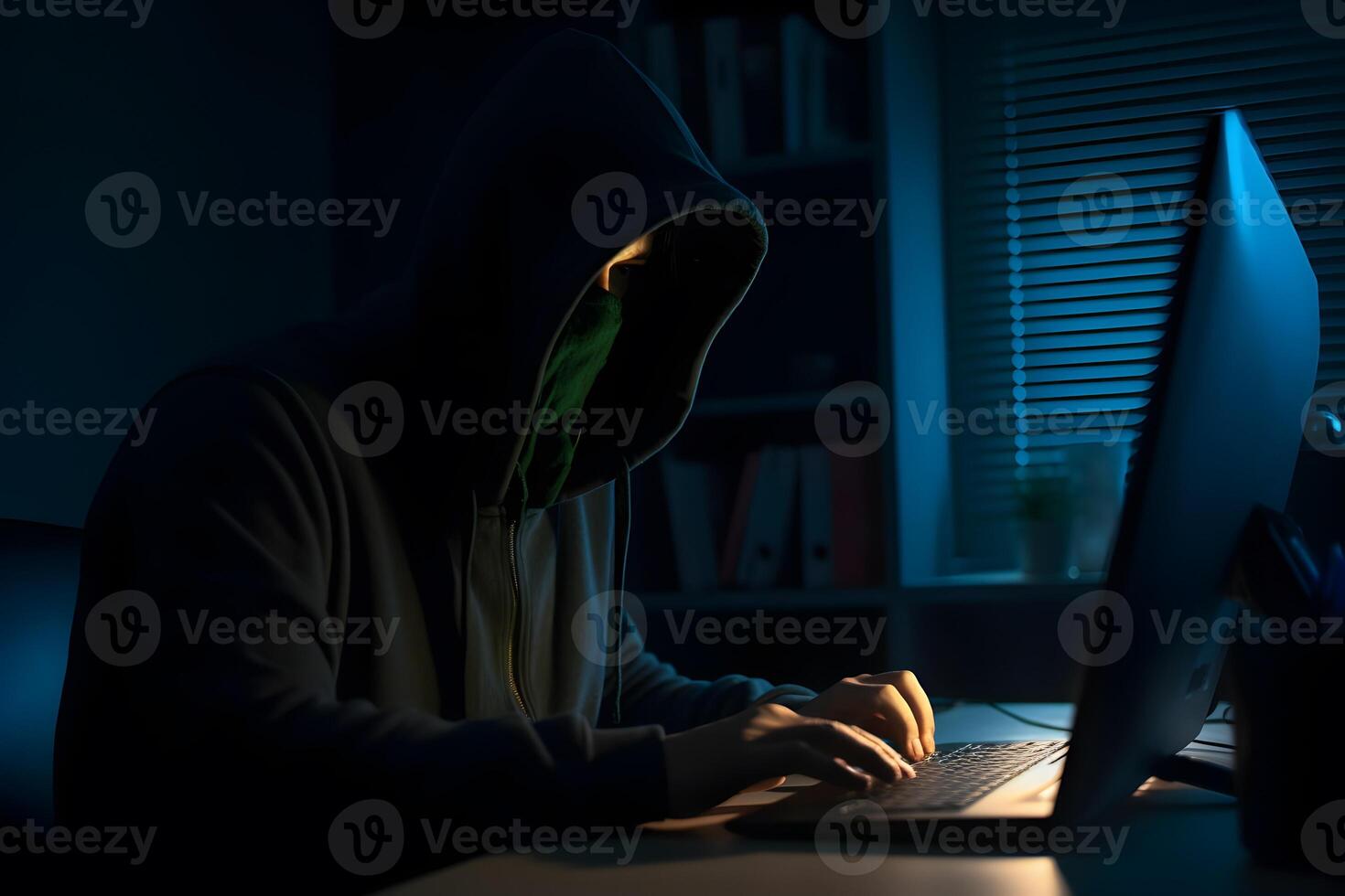 Hacker Typing Computer Concept Of Cybercrime Cyberattack Dark Web