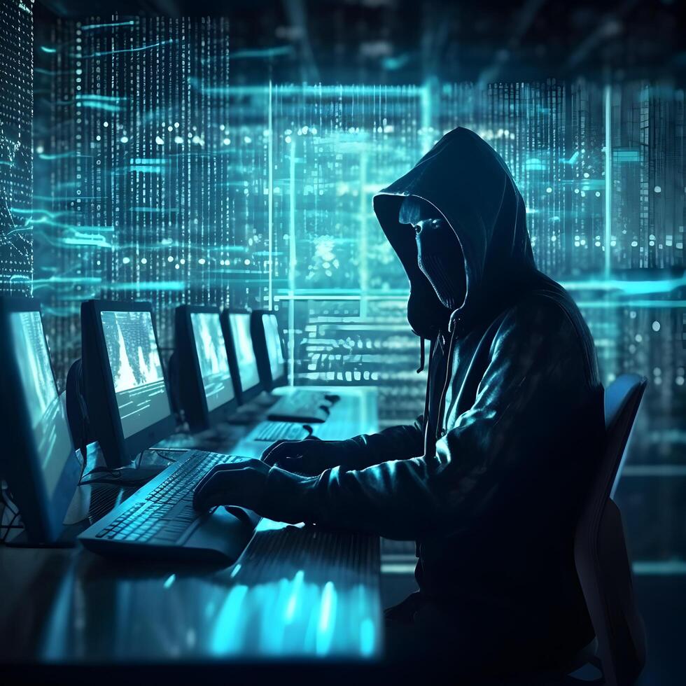 Hacker Typing Computer Concept Of Cybercrime Cyberattack Dark Web