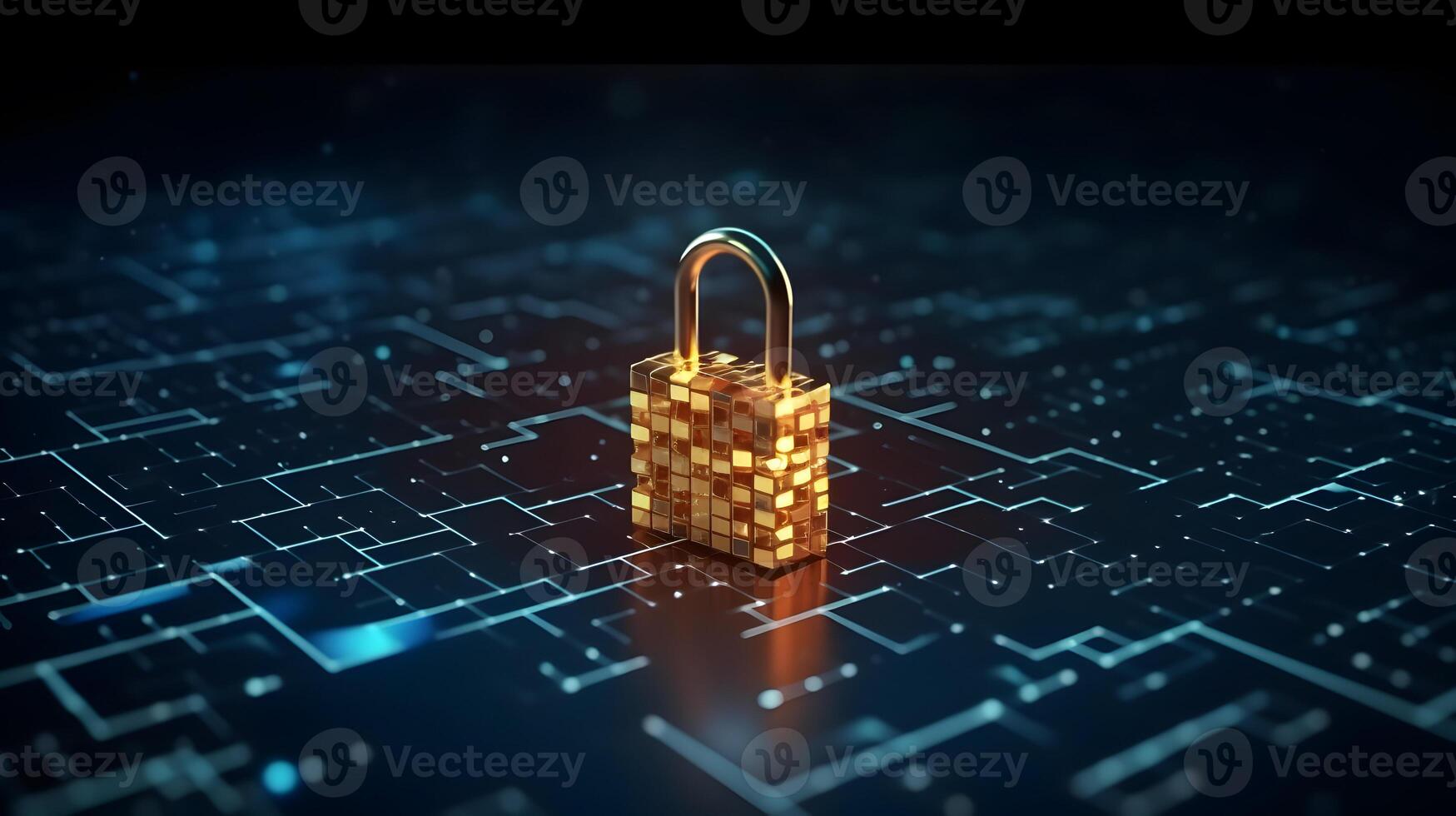 Lock on circuit pattern. Concept of data security and cybersecurity. 25481741 Stock Photo at ...