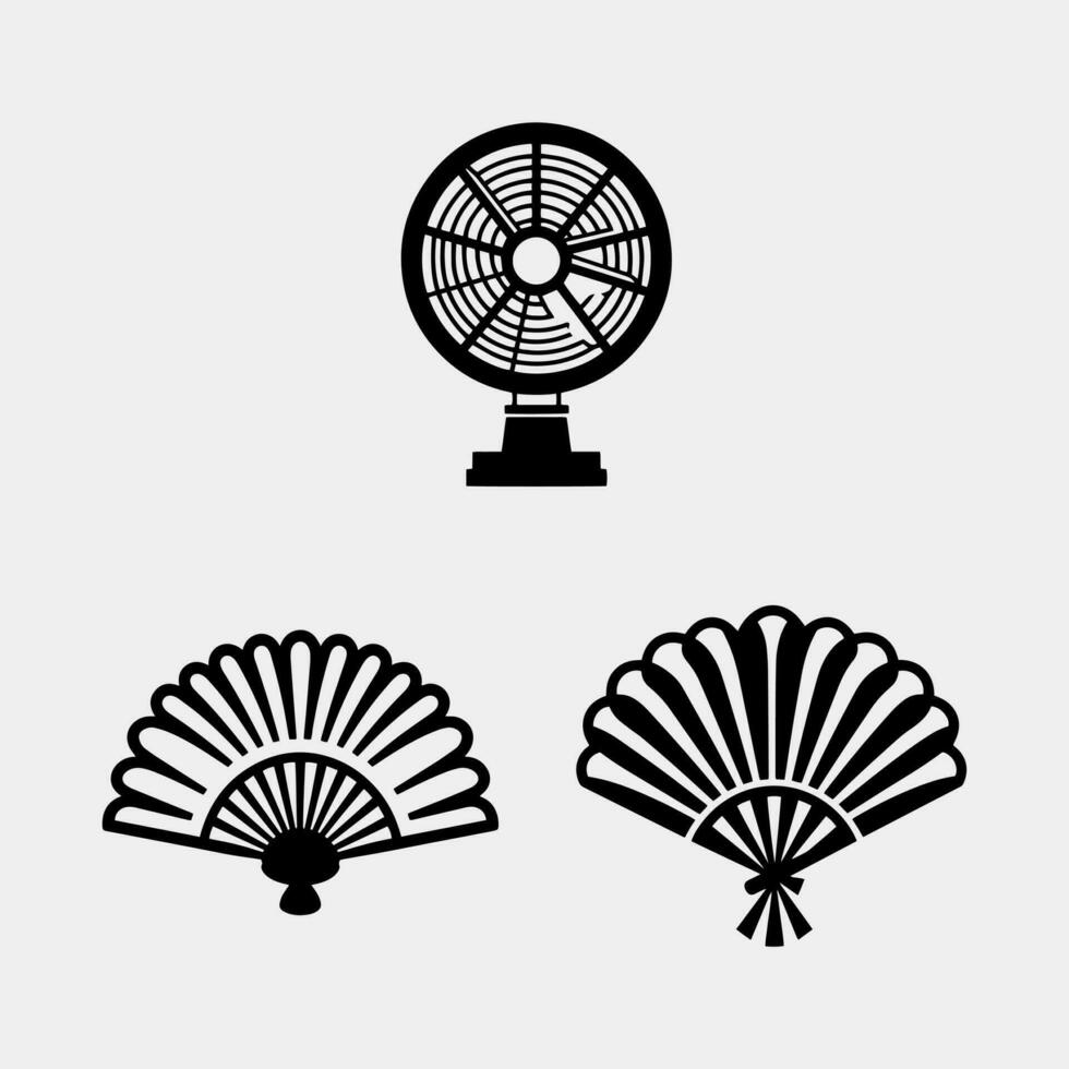 Set Of Chinese Hand Fans Japanese Traditional Hand Fan Vector Isolated On White Background