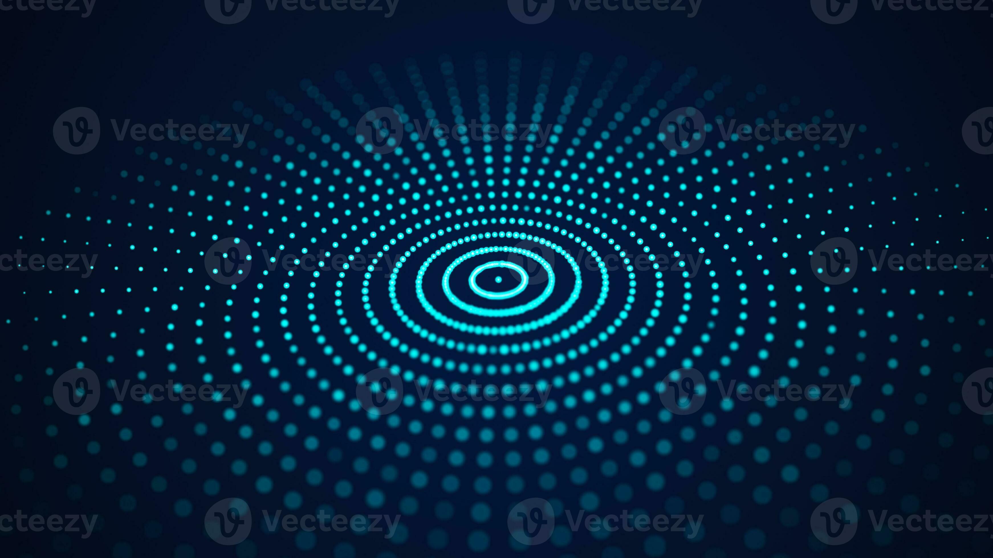 A digital disk of dots. Futuristic blue circular wave. The concept of big data. The wave effect ...