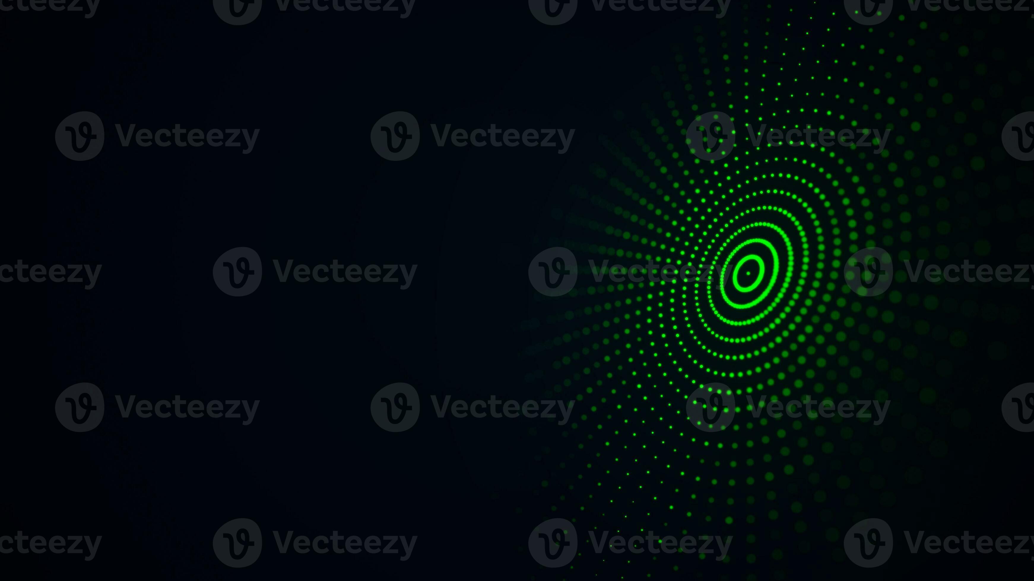 A digital disk of dots. Futuristic green circular wave. The concept of big data. The wave effect ...