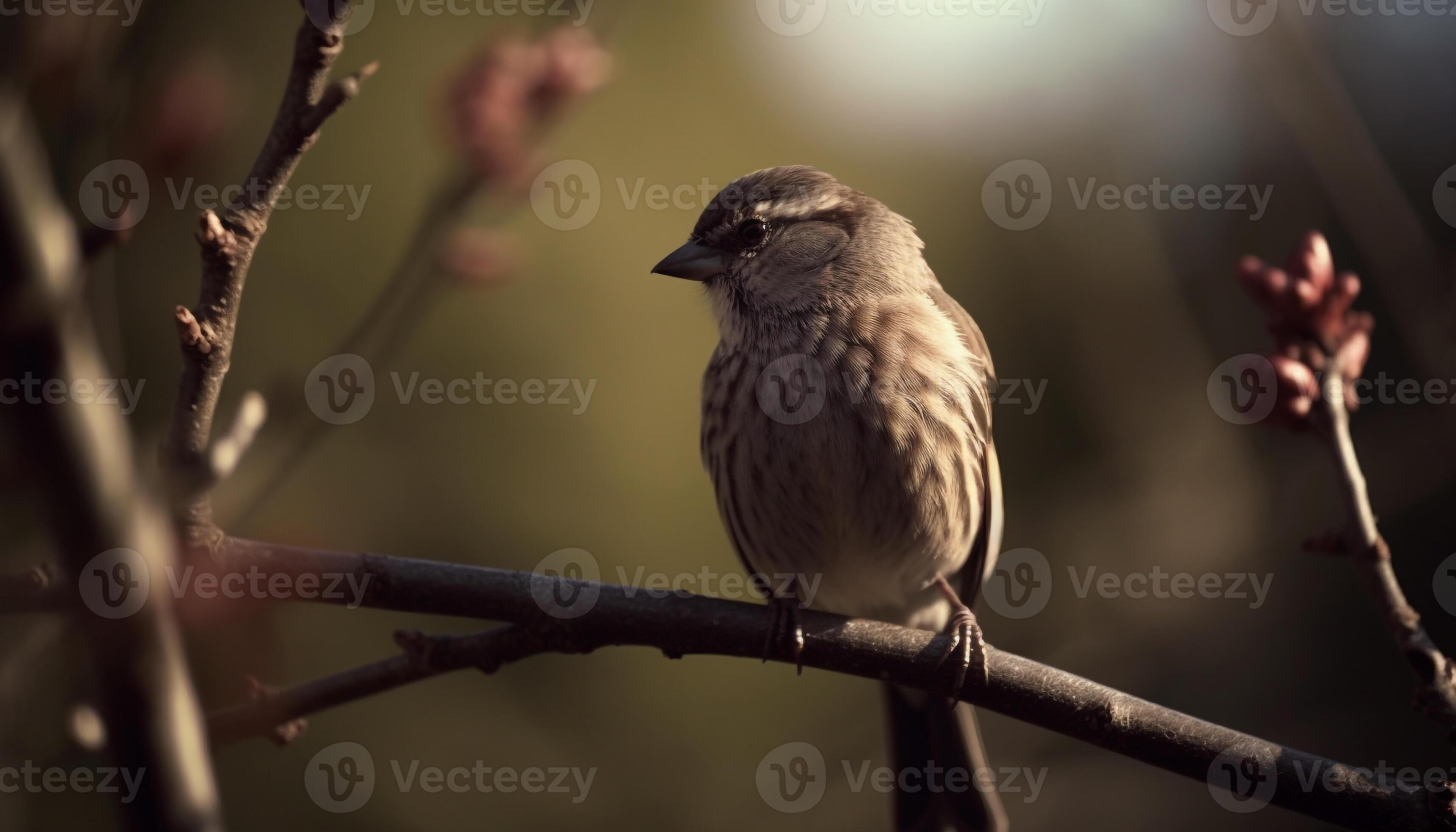 Small sparrow perching on twig, enjoying sunlight generated by AI 25487865 Stock Photo at Vecteezy