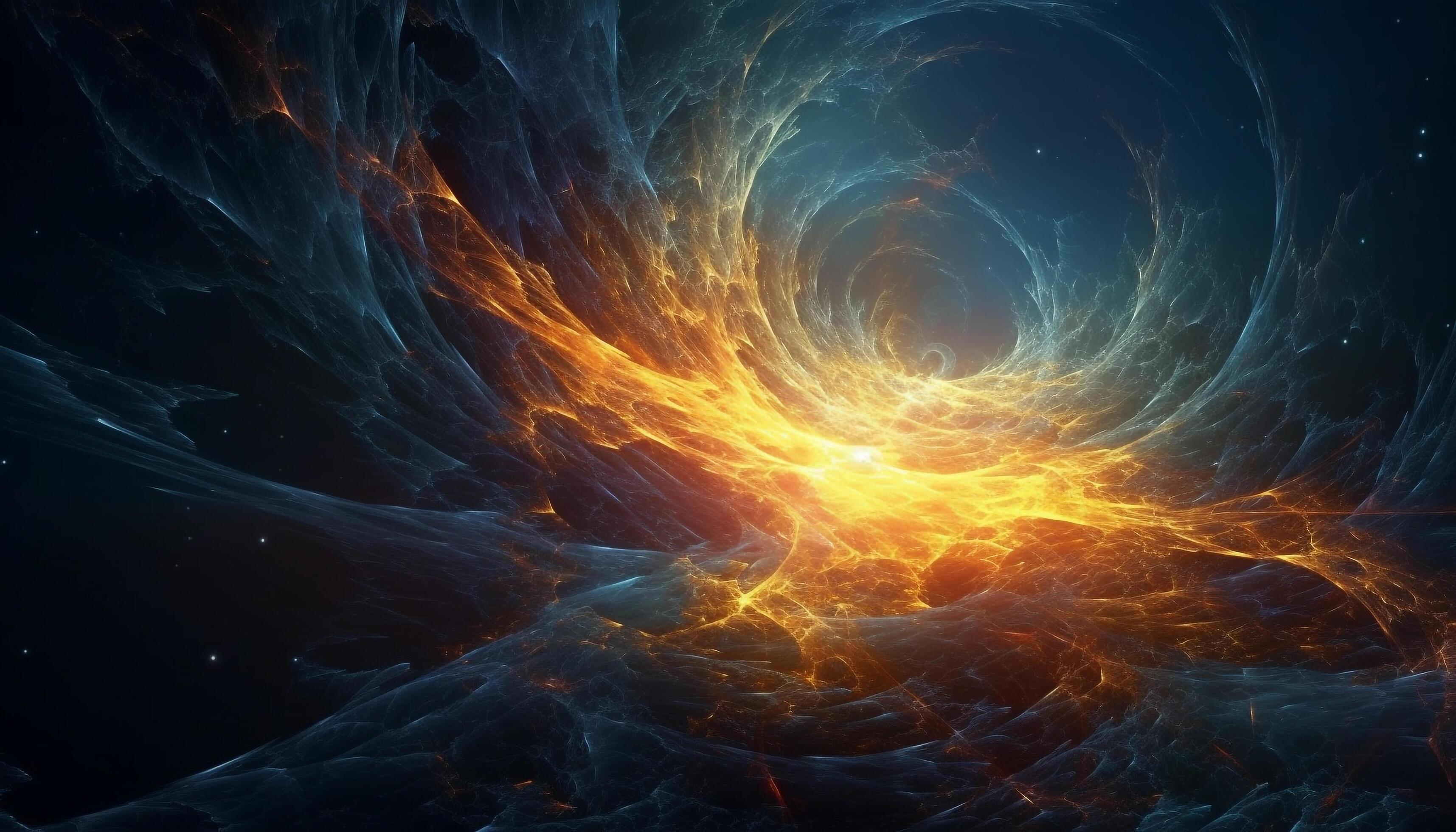 Futuristic Galaxy Backdrop With Exploding Wave Of Multi Colored Chaos