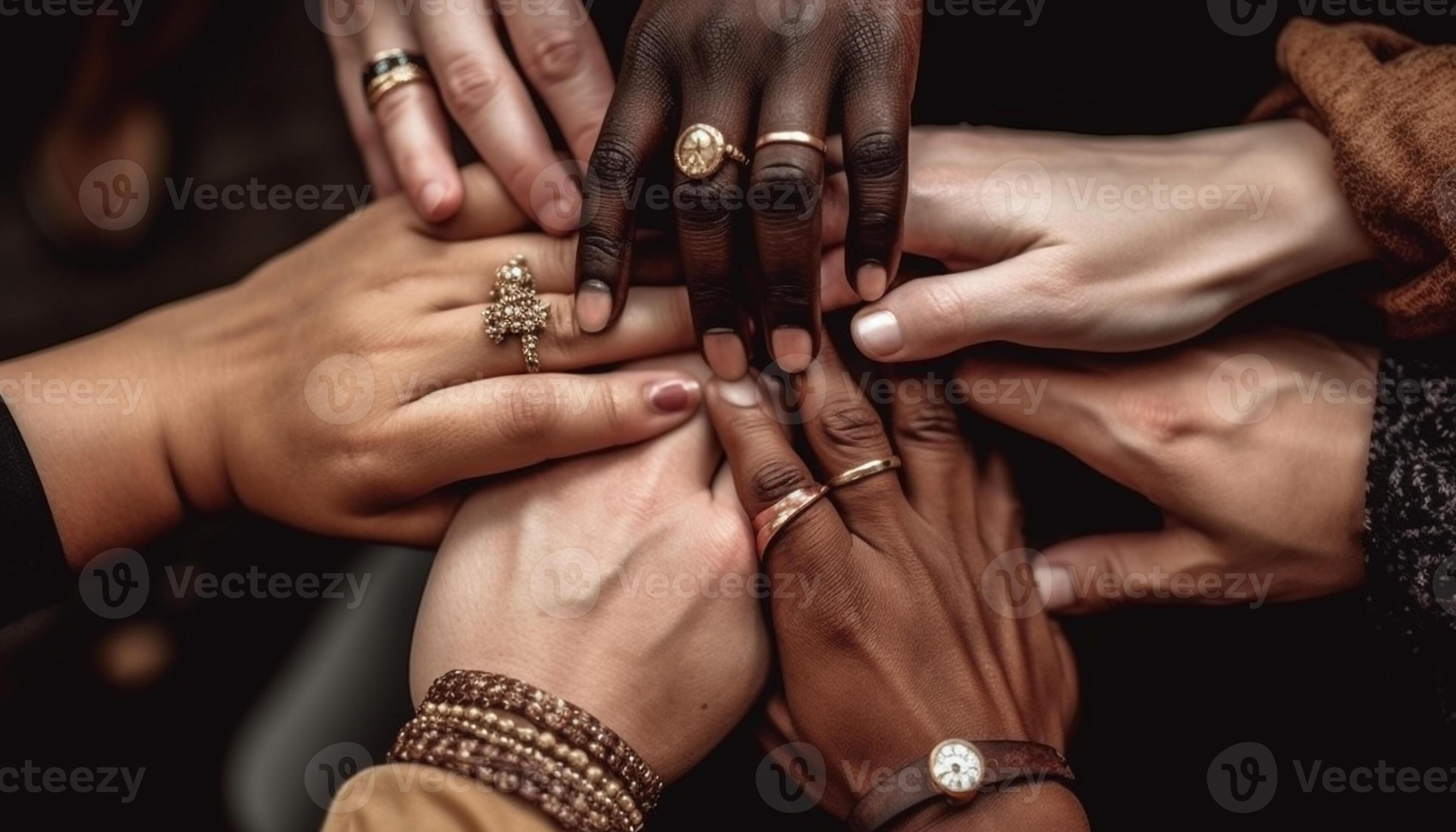 A multi ethnic group of adults holding hands in solidarity generated by AI 25493193 Stock Photo ...
