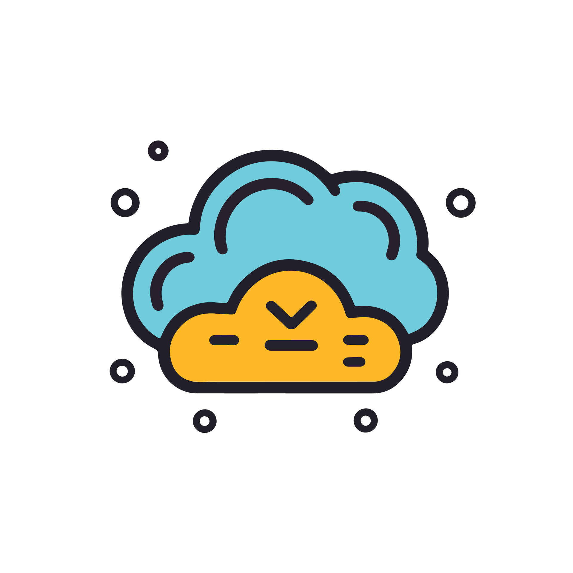 Cloud Syncing Sync Data Synchronization Flat Icon Green And Yellow Sign And Symbols For