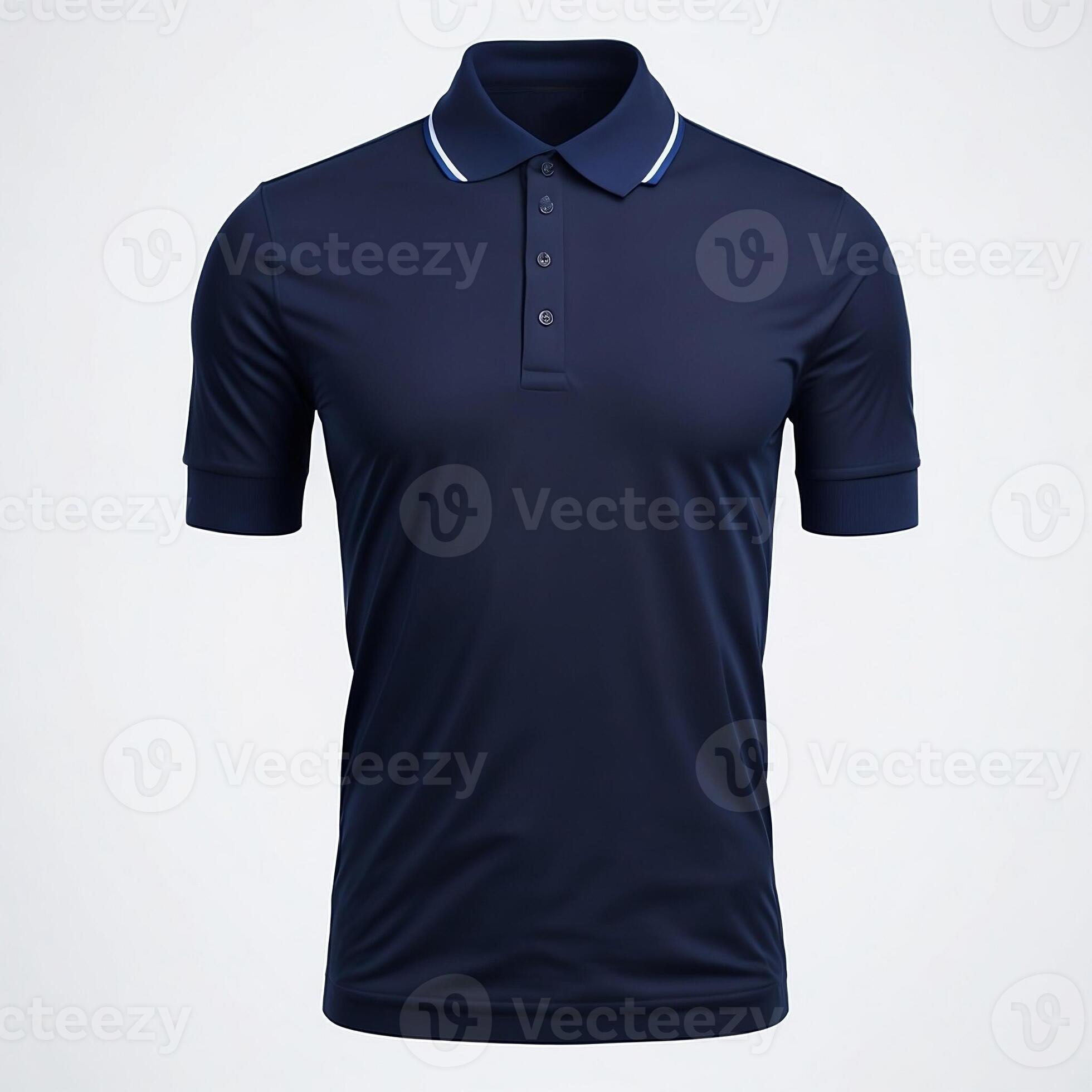 Mens Navy Blue Collar Neck Solid Polo T Shirt Mockup 25500217 Stock