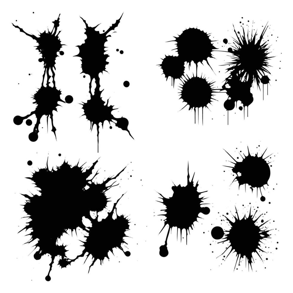 Abstract black ink spot set, Ink drop effect ink splash vector on white ... Abstract black ink spot set, Ink drop effect ink splash vector on white ...