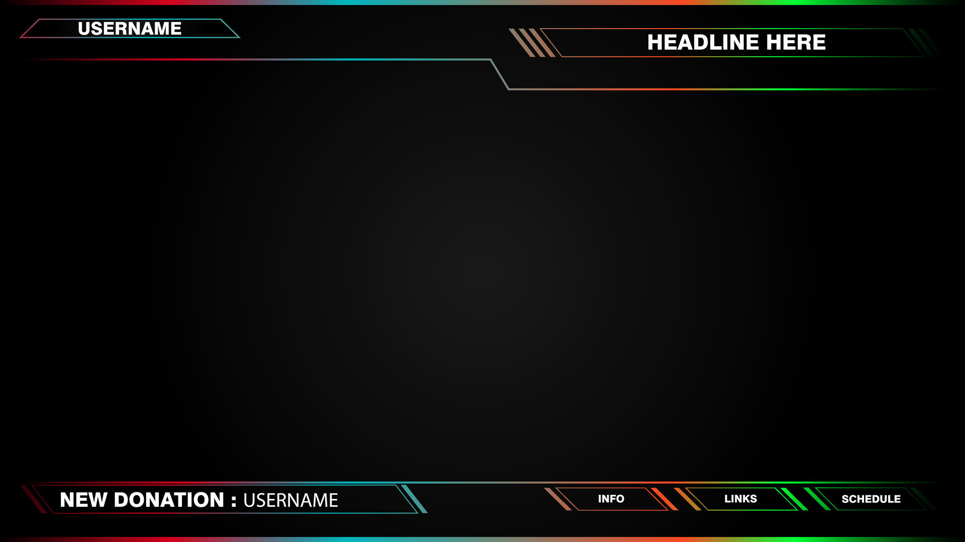 Game Live Stream Interface Overlay Frames For Gamer Broadcast Online