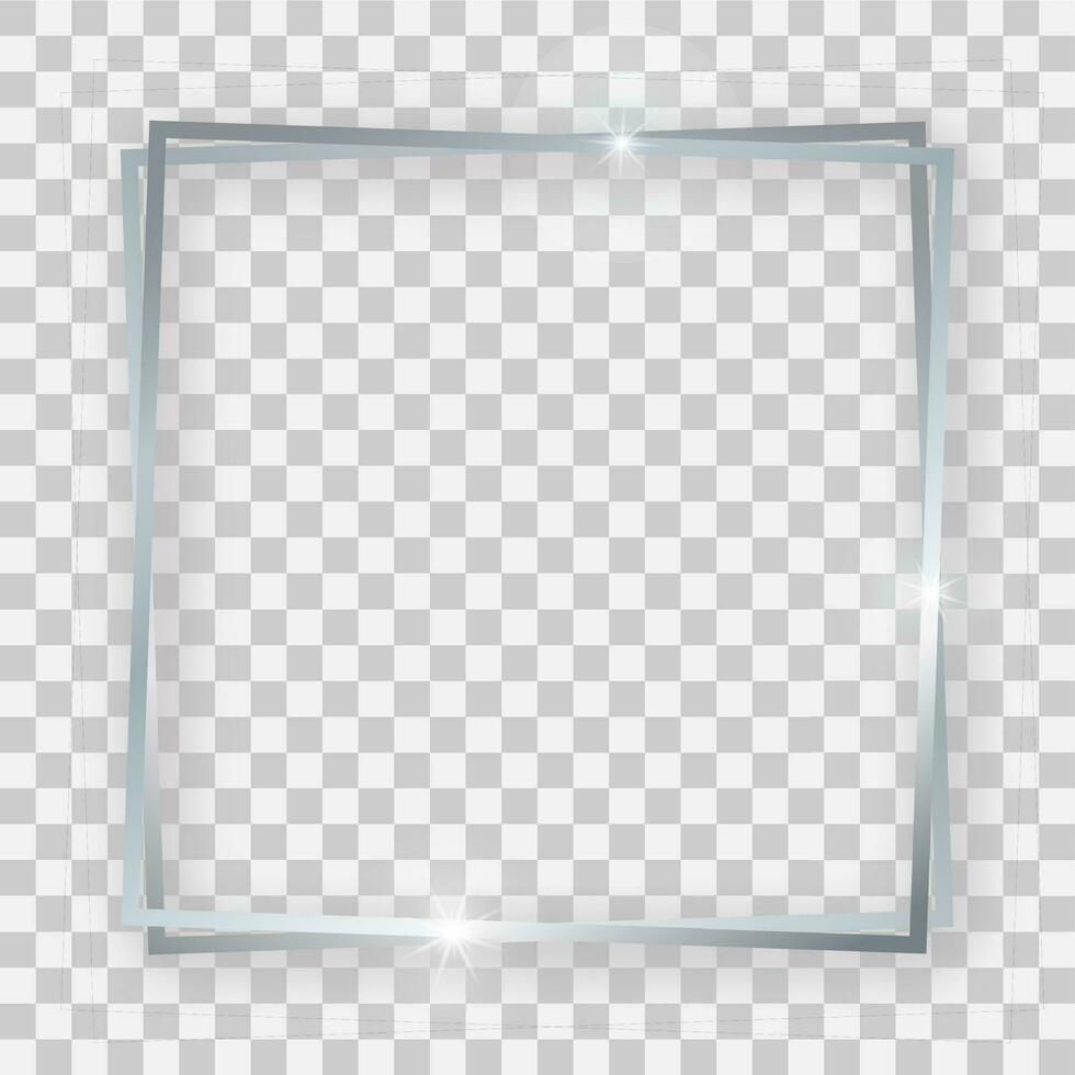 Double silver shiny square frame with glowing effects and shadows 25501925 Vector Art at Vecteezy