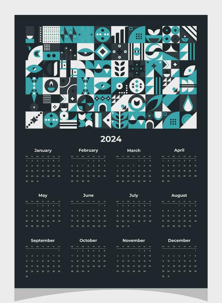 Calendar 2024 geometric patterns. Calendar template for 2024 year with ... Calendar 2024 geometric patterns. Calendar template for 2024 year with ...