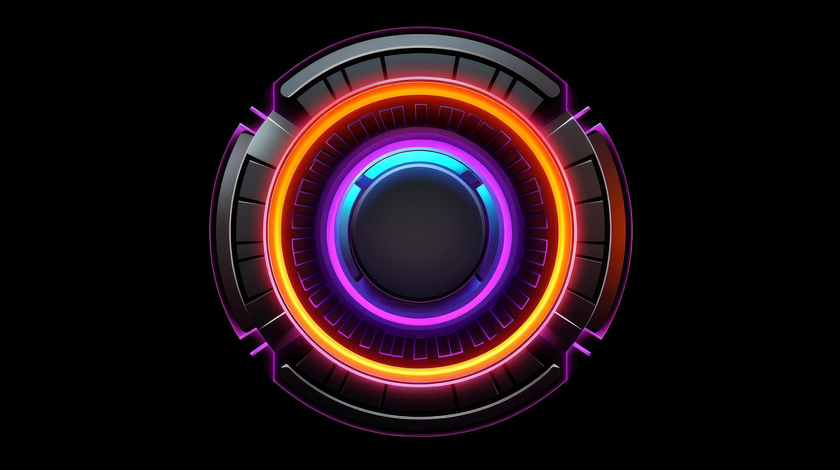 HUD round frames and borders, aim control and digital interface, button technology and future ...