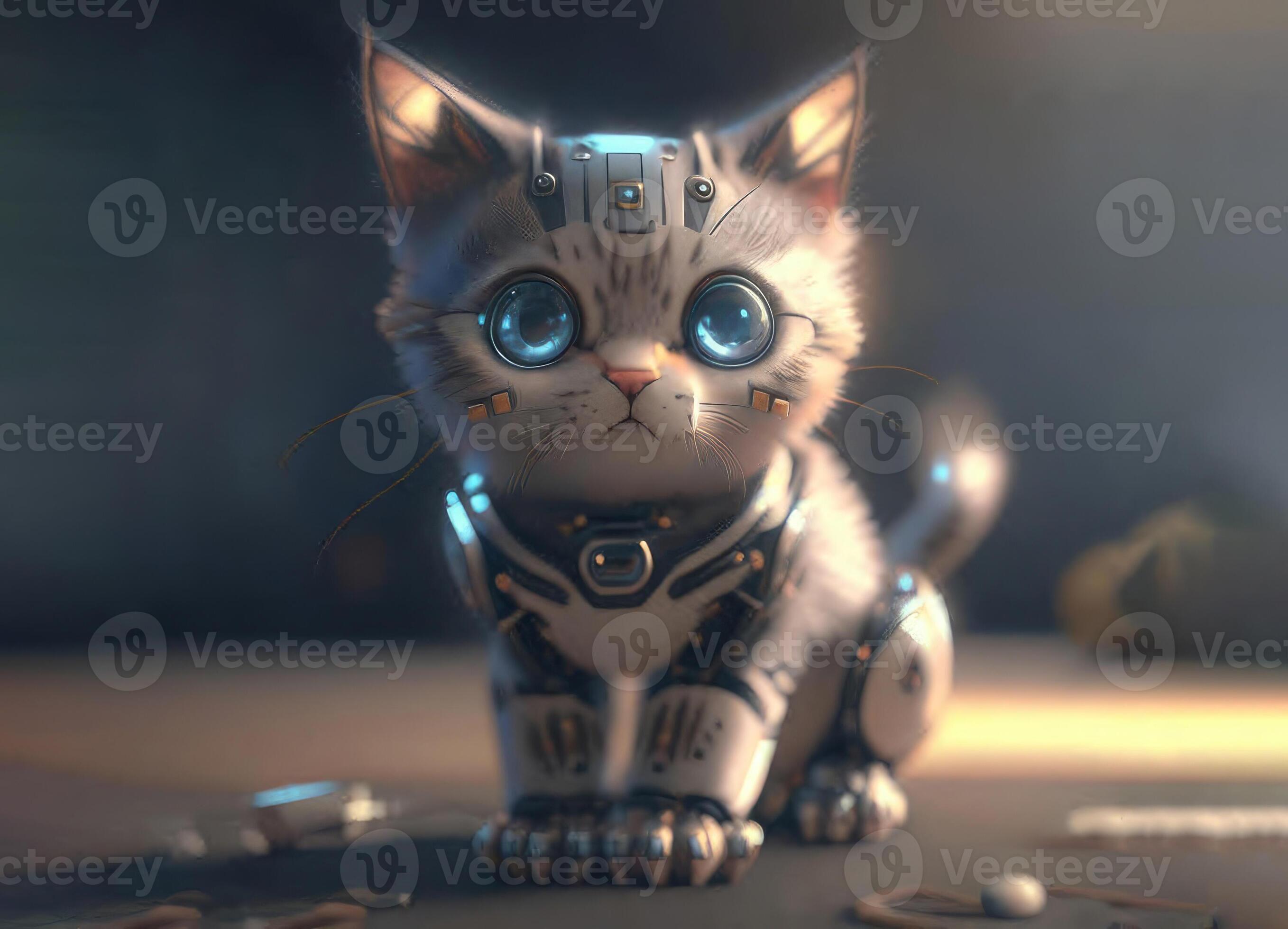 Cute Robot cat 3d. 25503577 Stock Photo at Vecteezy