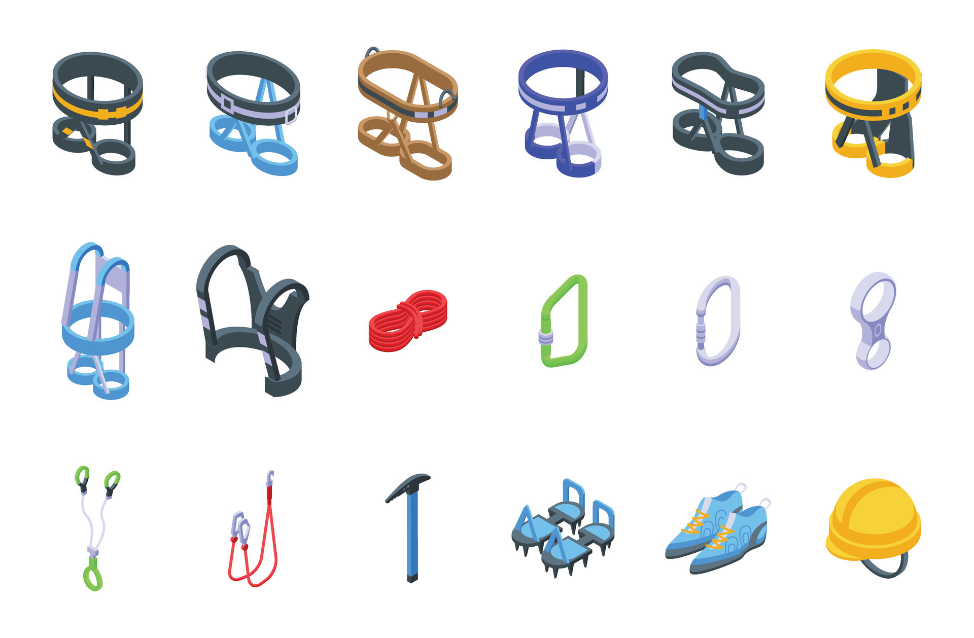 Climbing harness icons set isometric vector. Gear equipment 25505619 ... Climbing harness icons set isometric vector. Gear equipment 25505619 ...
