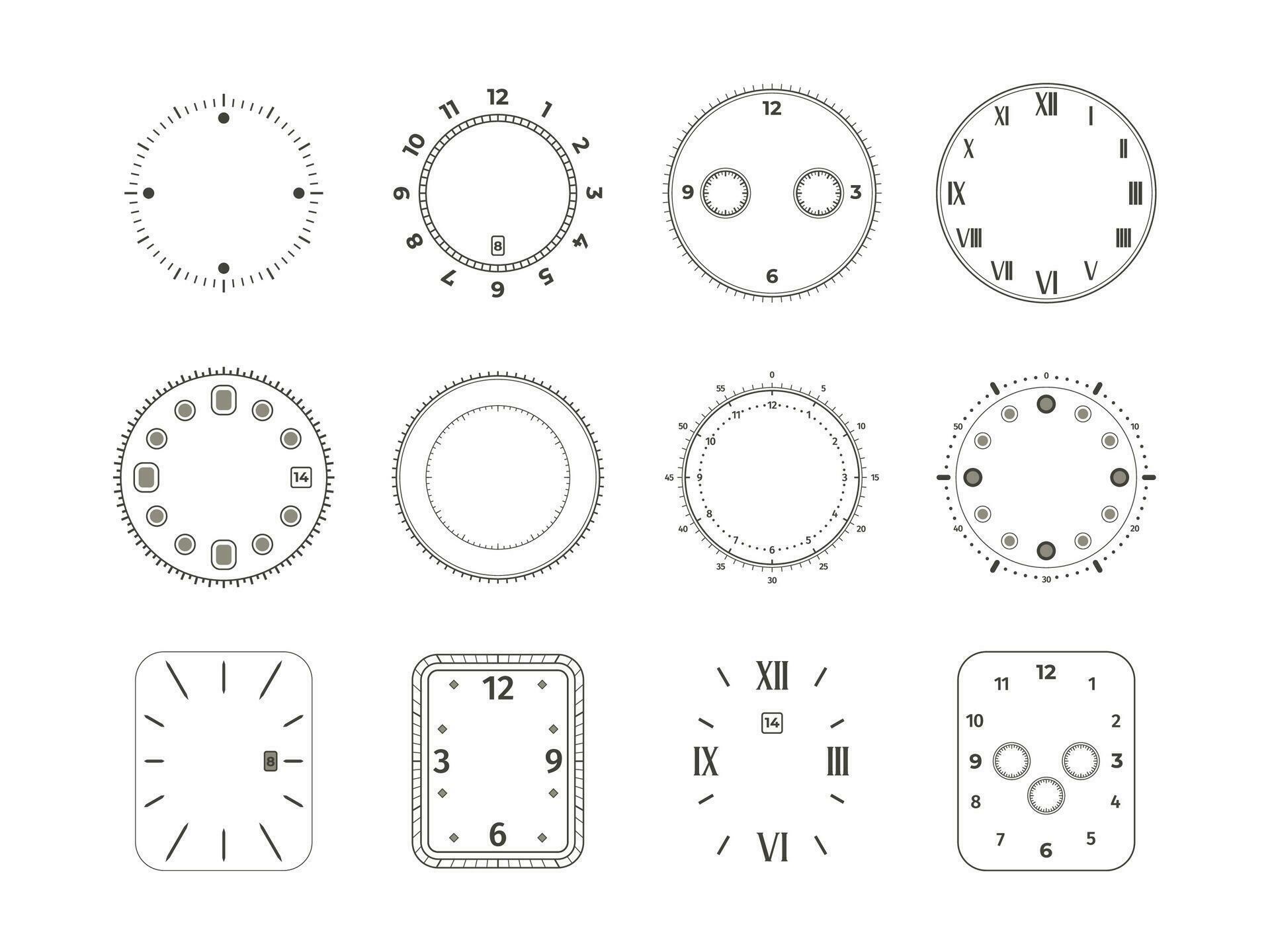 Analog clock face. Watch dial with time numbers chronometer stopwatch ...