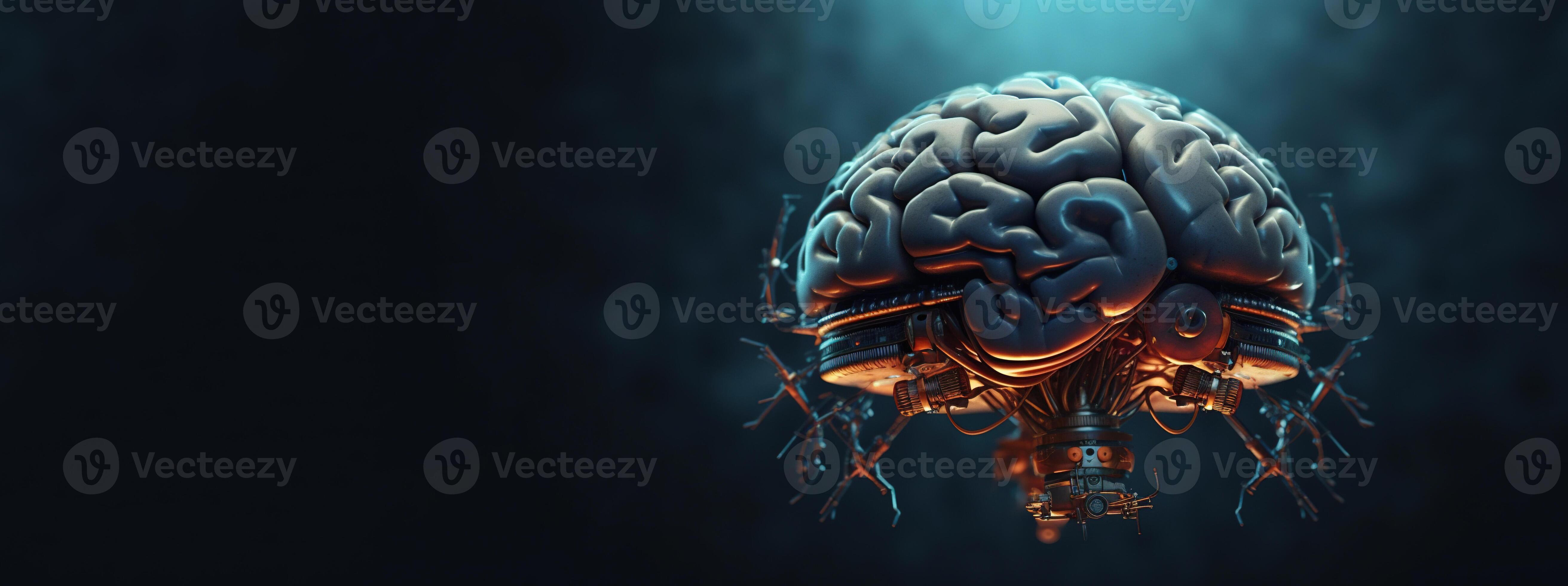 Generative AI, human brain and artificial intelligence concept, big data processing, computer ...