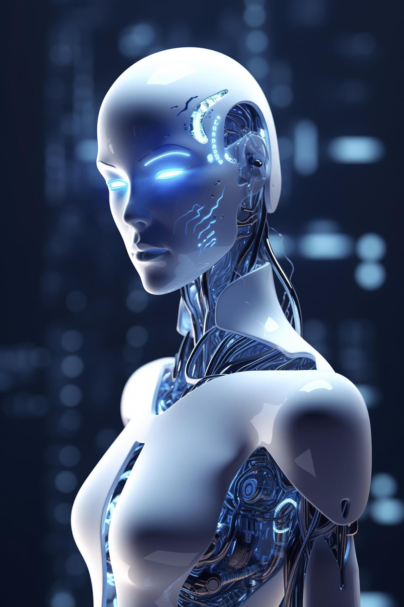 chat, un pensando robot, un humanoide robot caras de cerca futurista moderno tecnología chatbot ...