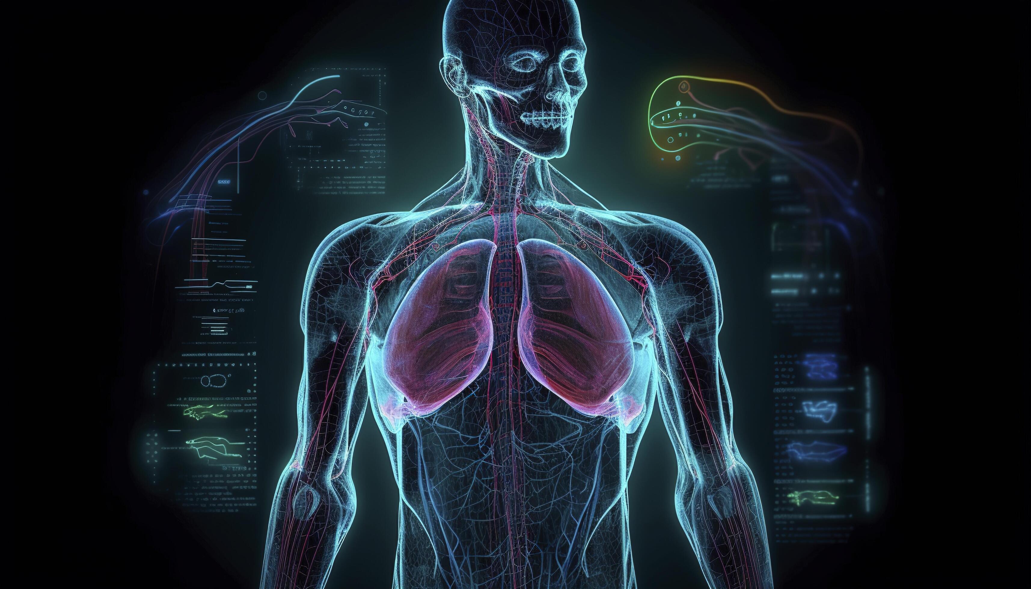 Artificial intelligence, a humanoid cyber human with a neural network ...