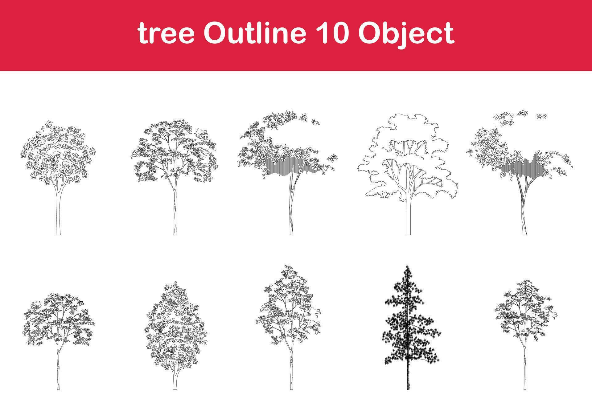 Tree Line Drawing Side View Graphics Trees Elements Single Object Outline Minimal Plant Symbol