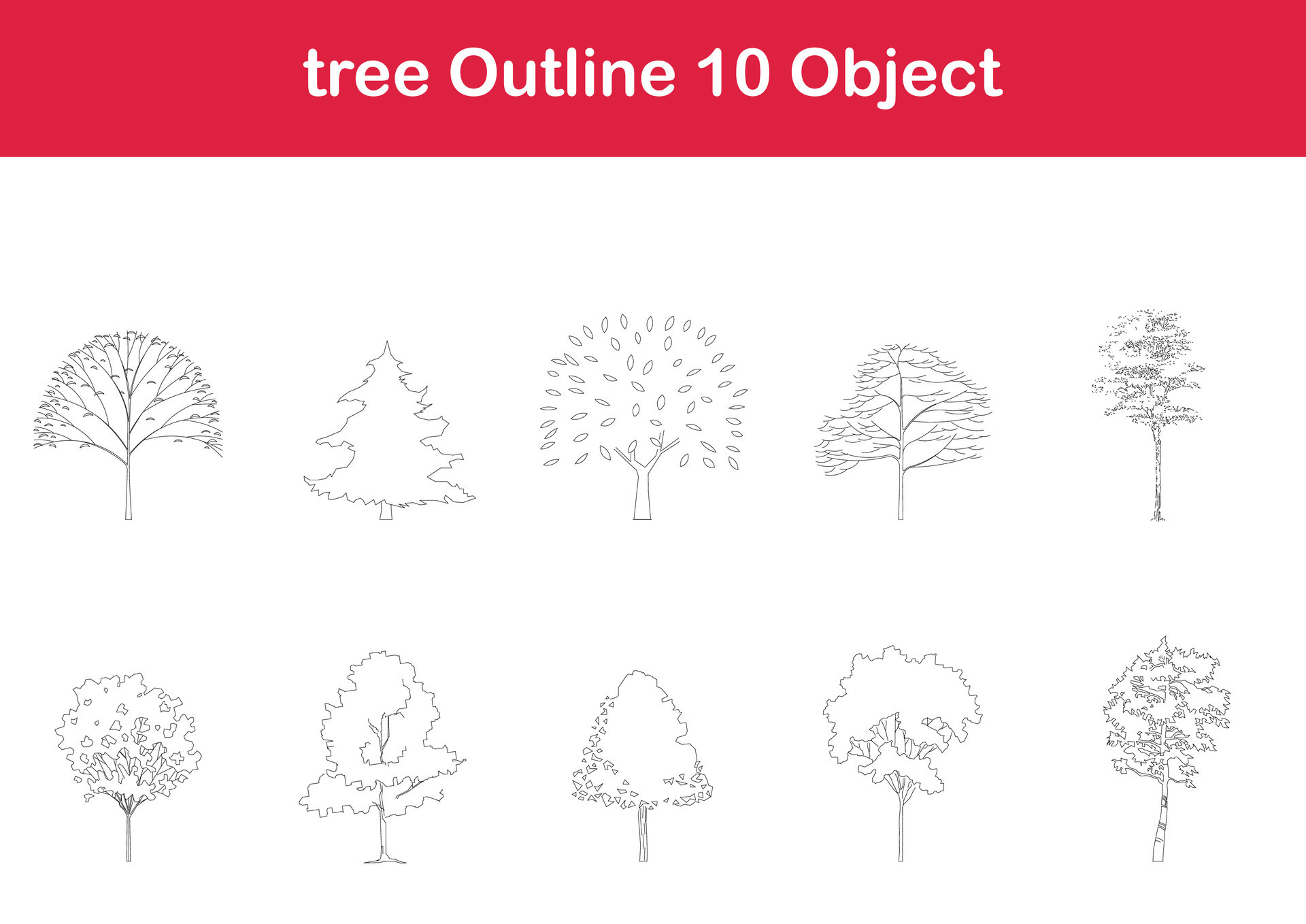 Tree Line Drawing Side View Graphics Trees Elements Single Object