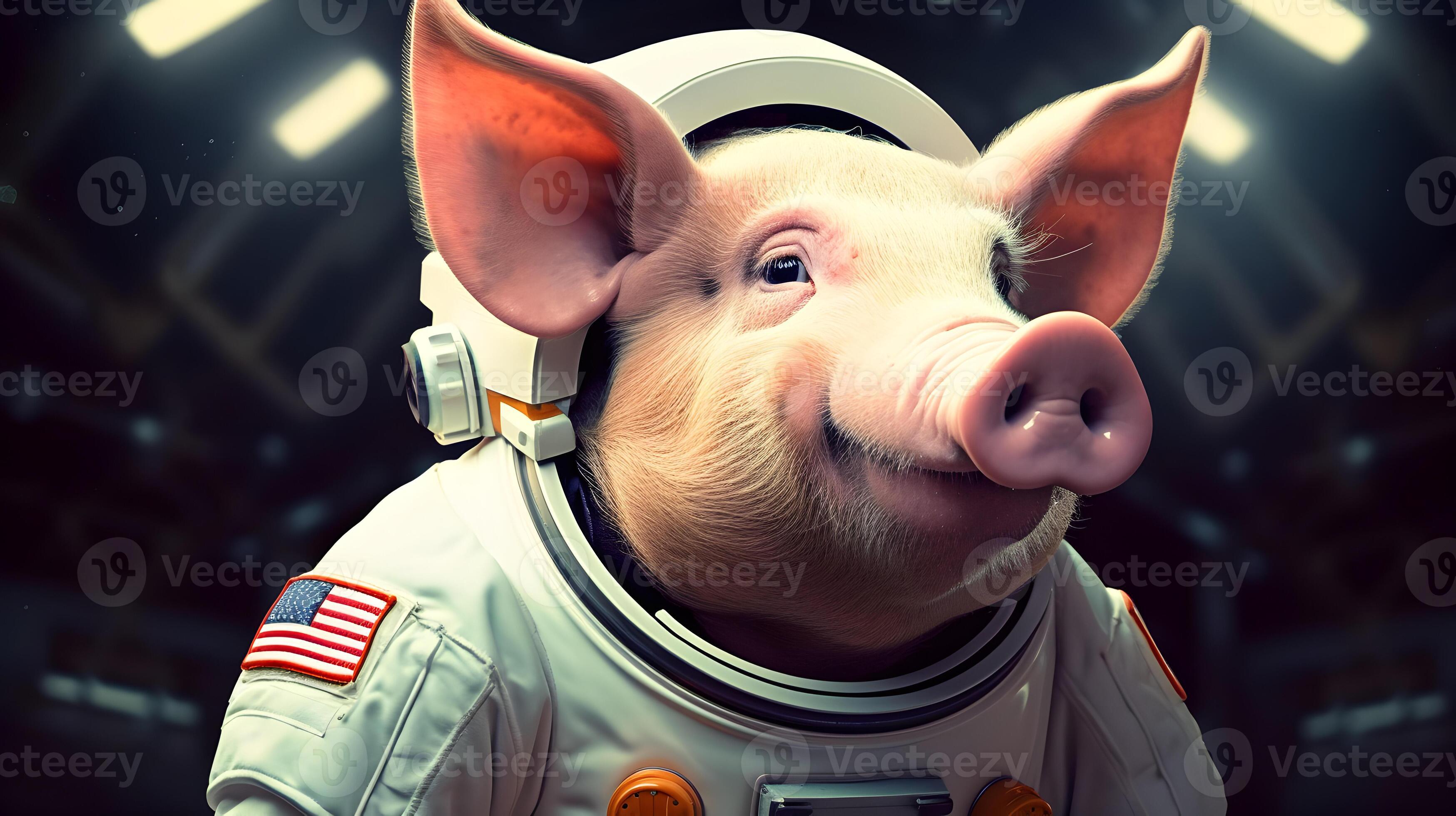 Adorable pig in spacesuit. Piggy astronaut. . 25529044 Stock Photo at ...