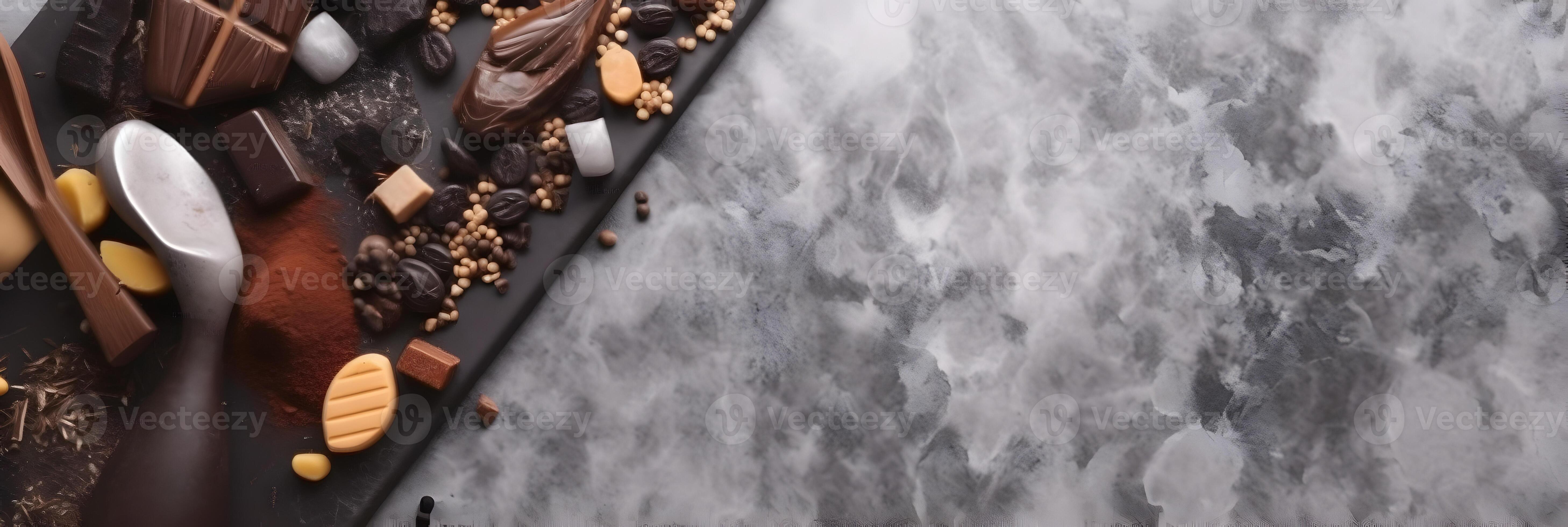 Various types of chocolate. Background with copy space. 25529435 Stock ...