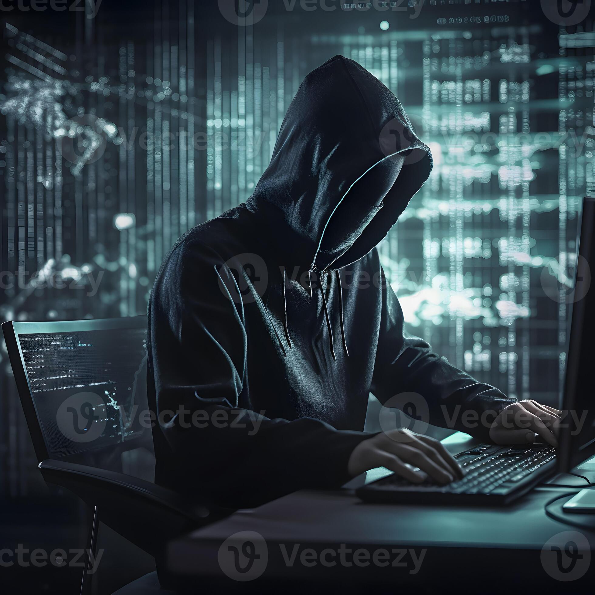 Hacker Typing Computer Concept Of Cybercrime Cyberattack Dark Web