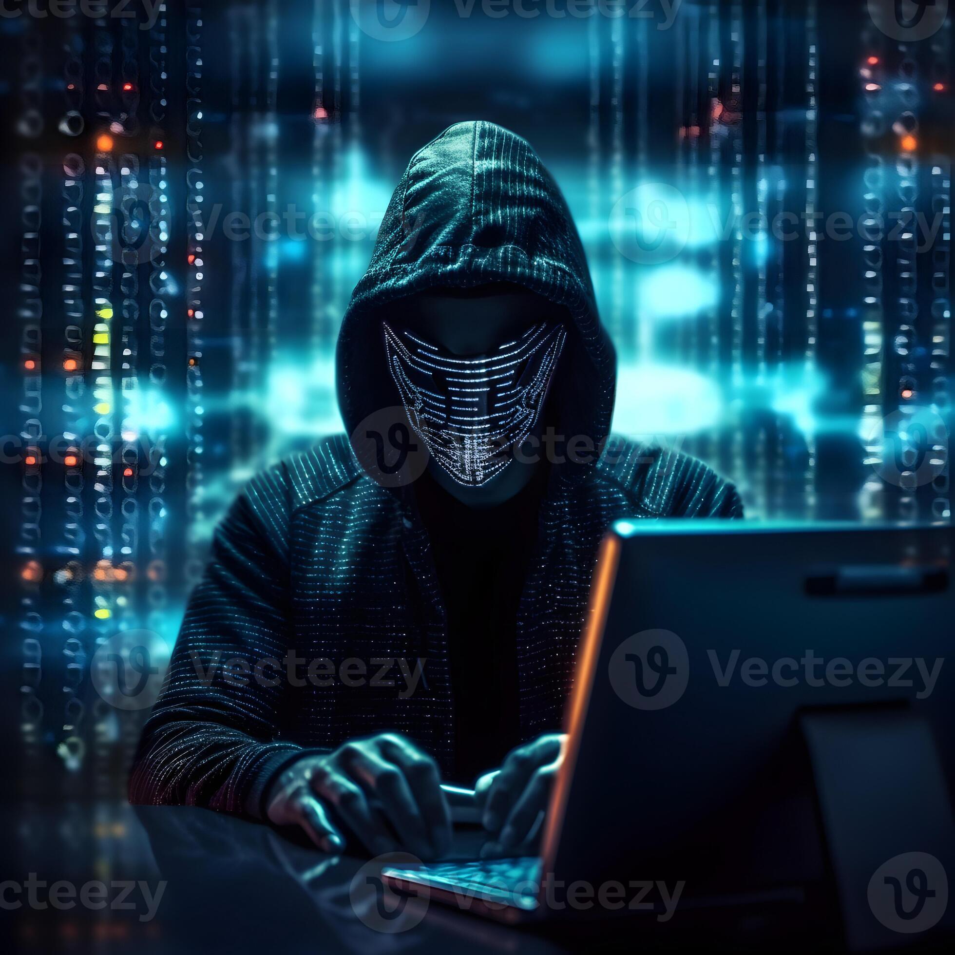 Hacker typing computer. Concept of cybercrime, cyberattack, dark web ...
