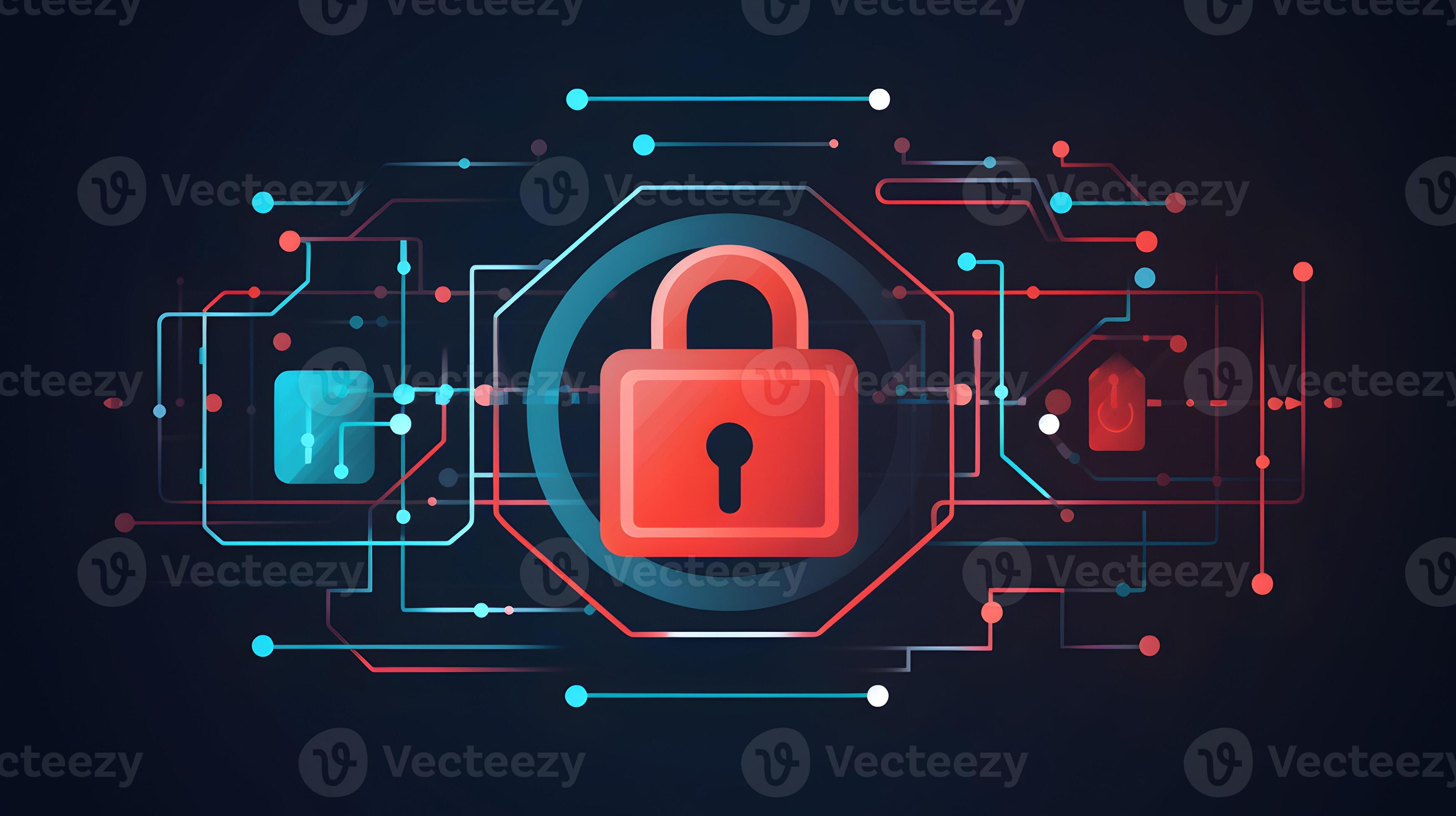 Lock in circuit pattern. Concept of data security and cybersecurity. AI generated 25529615 Stock ...