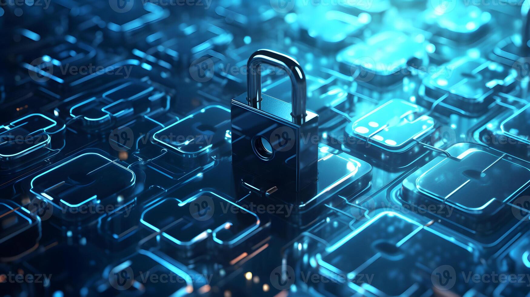 Lock On Circuit Pattern Concept Of Data Security And Cybersecurity Ai Generated 25529667 Stock