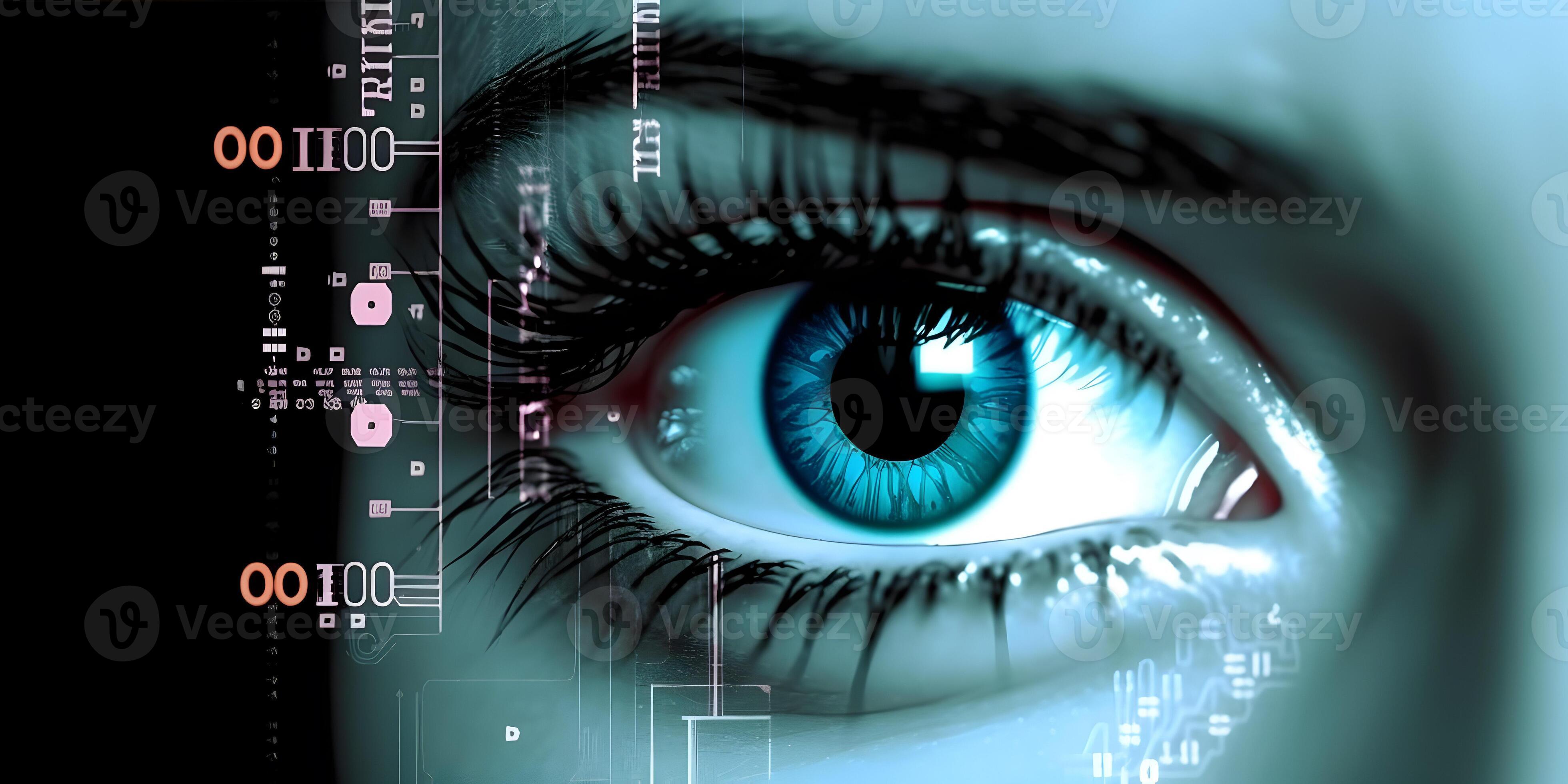 Woman eye with digital coding iris screen. Concept of iris recognition. 25529752 Stock Photo at ...