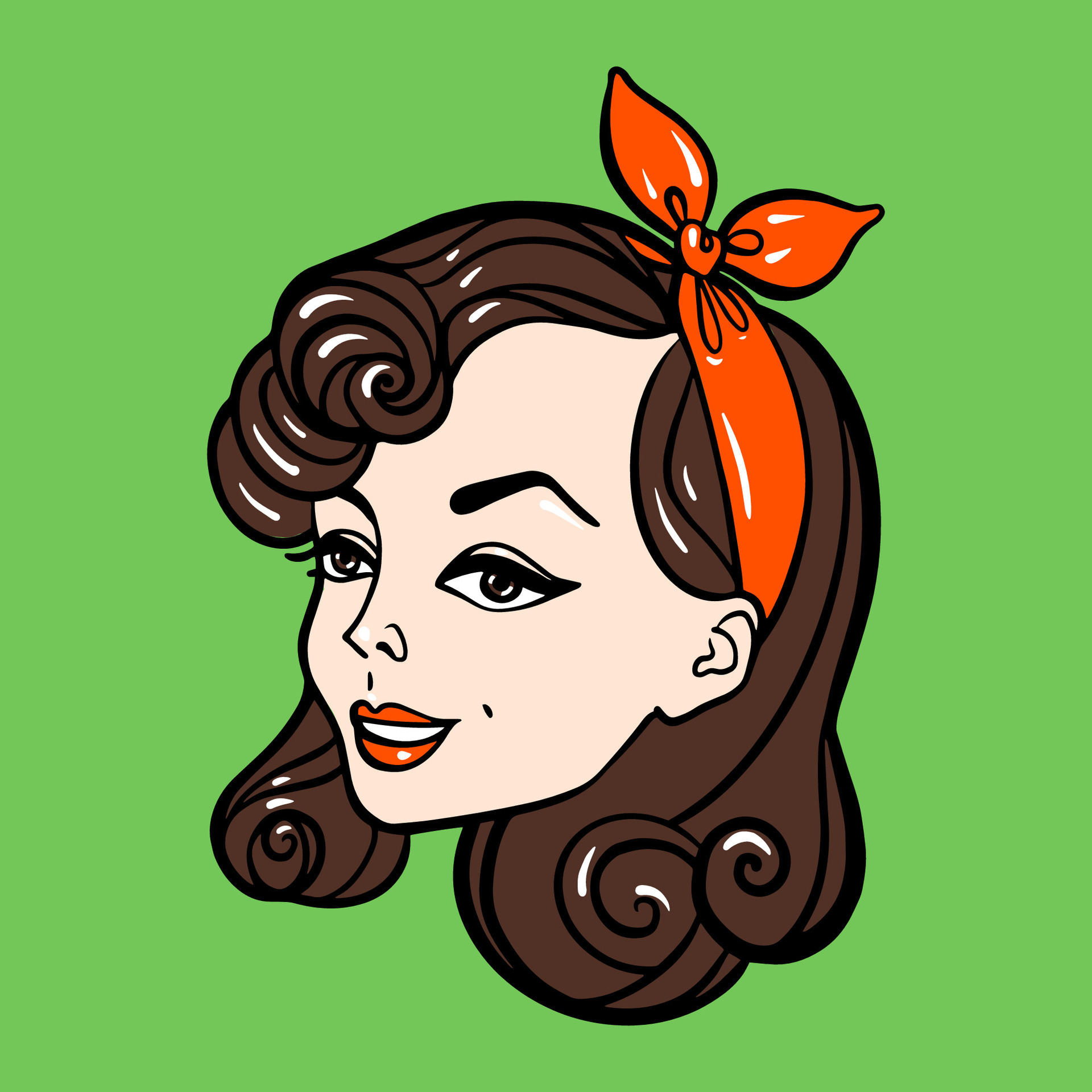 Sexy Pop Art Woman Portrait Pin Up Hand Drawn Vector Illustration