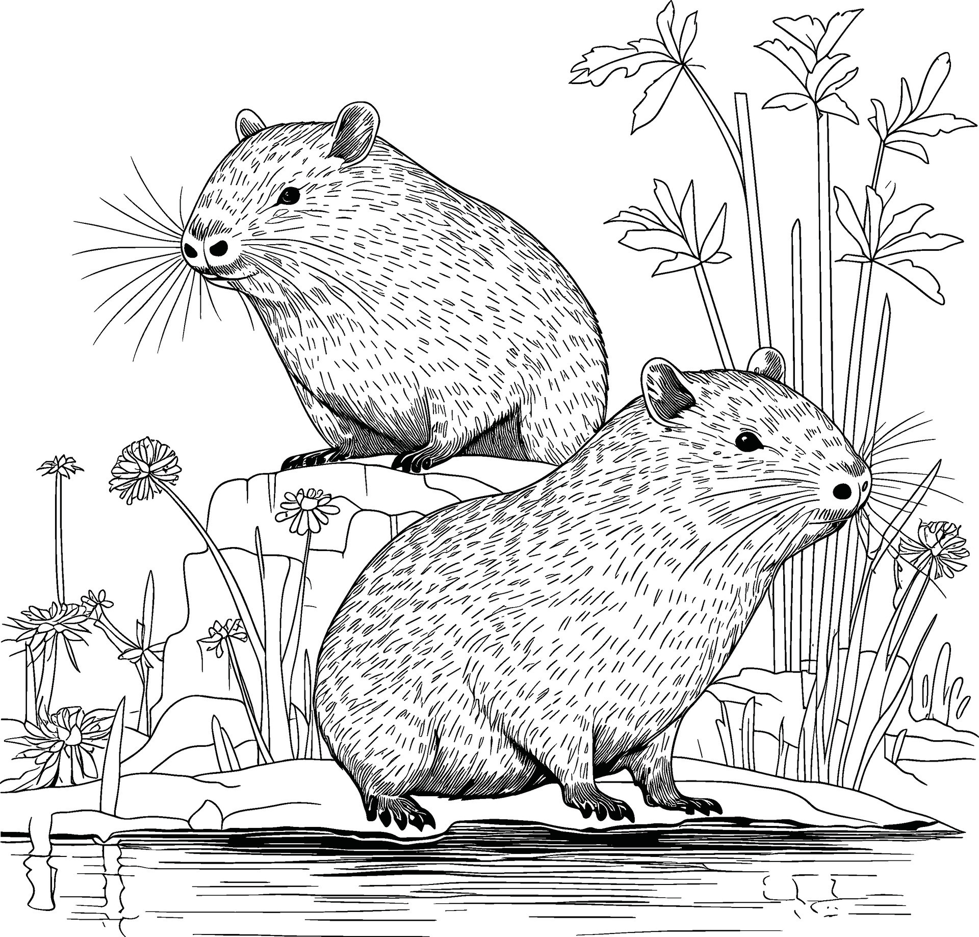 Capybara Coloring Page
