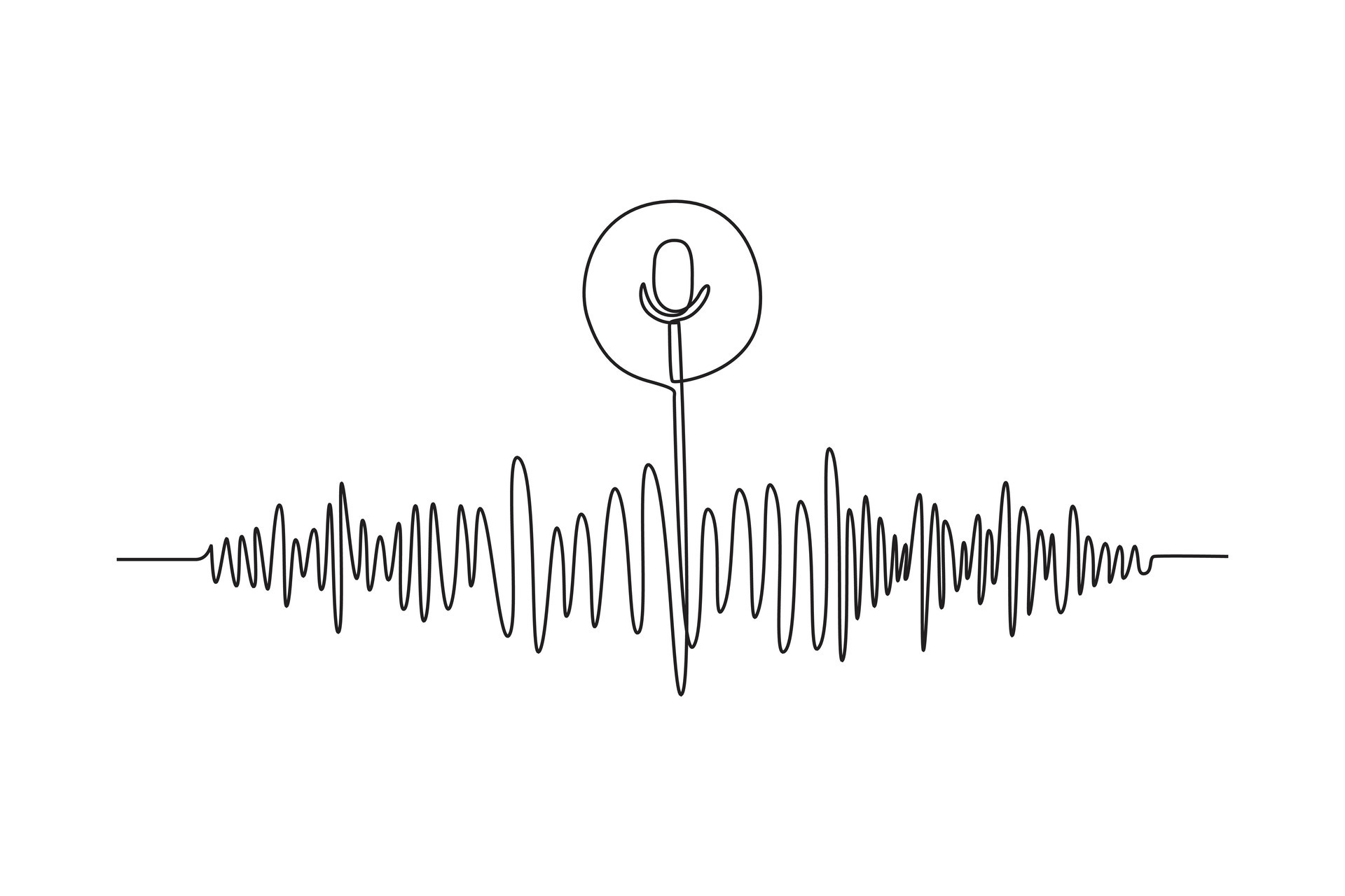 Single one line drawing Speech recognition device concept. Voiceover. Continuous line draw ...