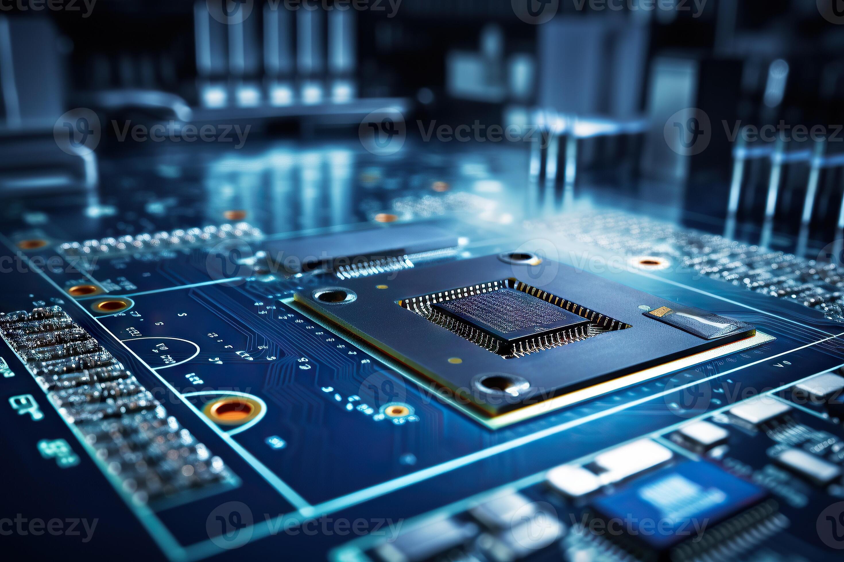 Electronic circuit board close up. Technology background. Central Computer Processors CPU ...