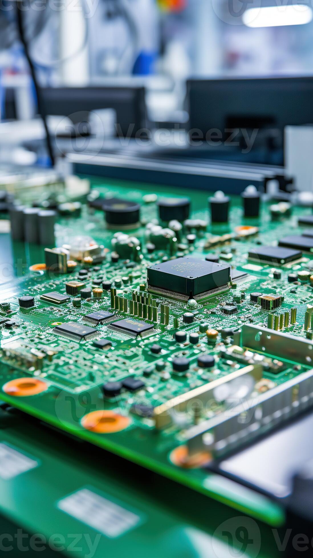 Electronic circuit board close up. Technology background. Central Computer Processors CPU ...