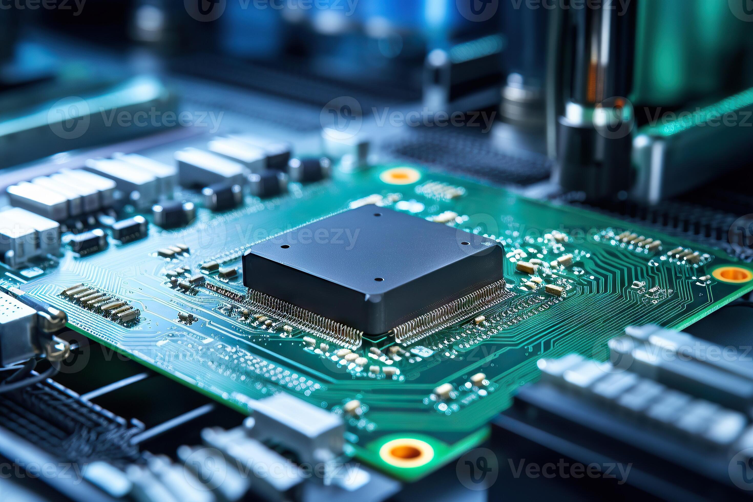 Electronic Circuit Board Close Up Technology Background Central Computer Processors Cpu