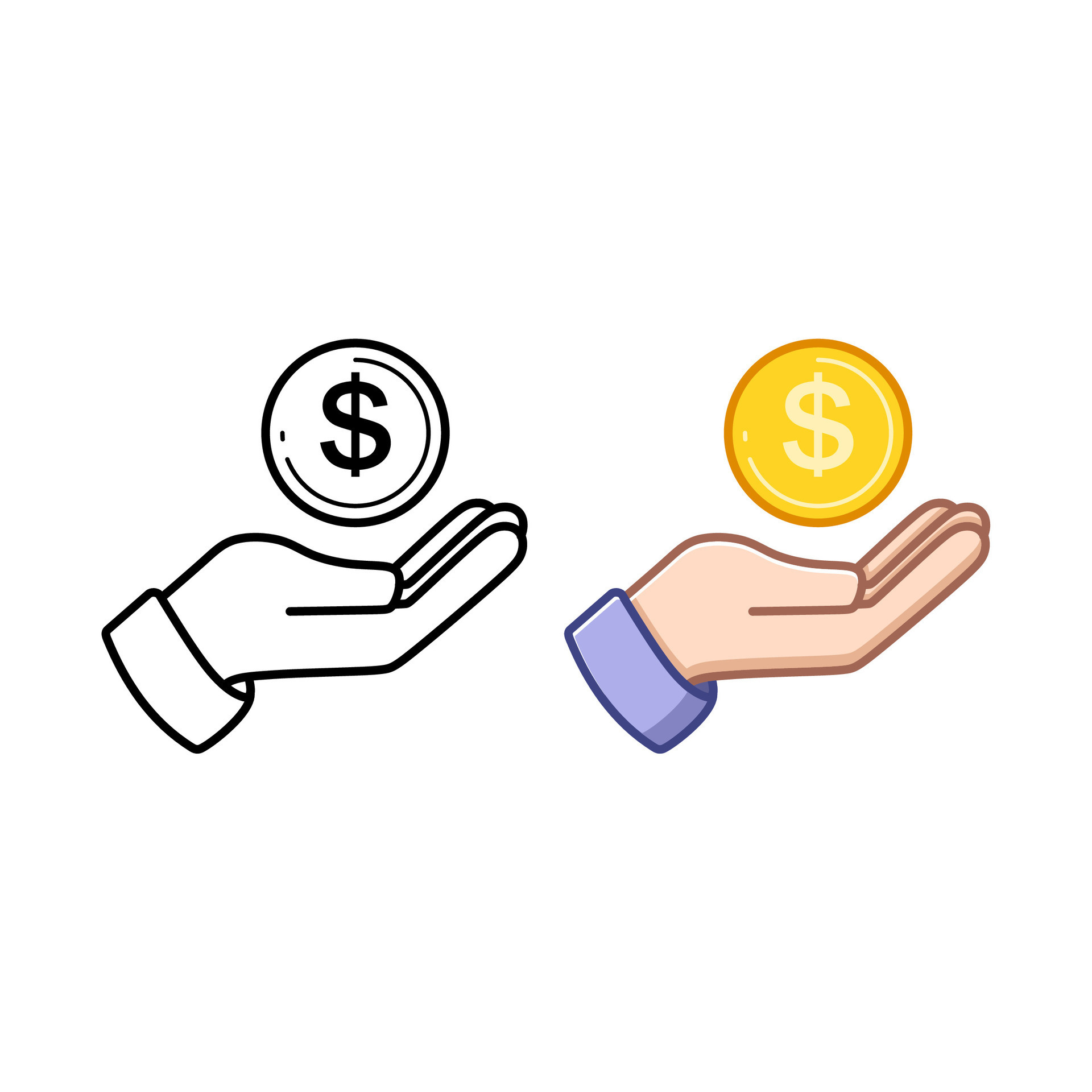 Hand Holding Coin vector icon in meaning Income 25550173 Vector Art at Vecteezy