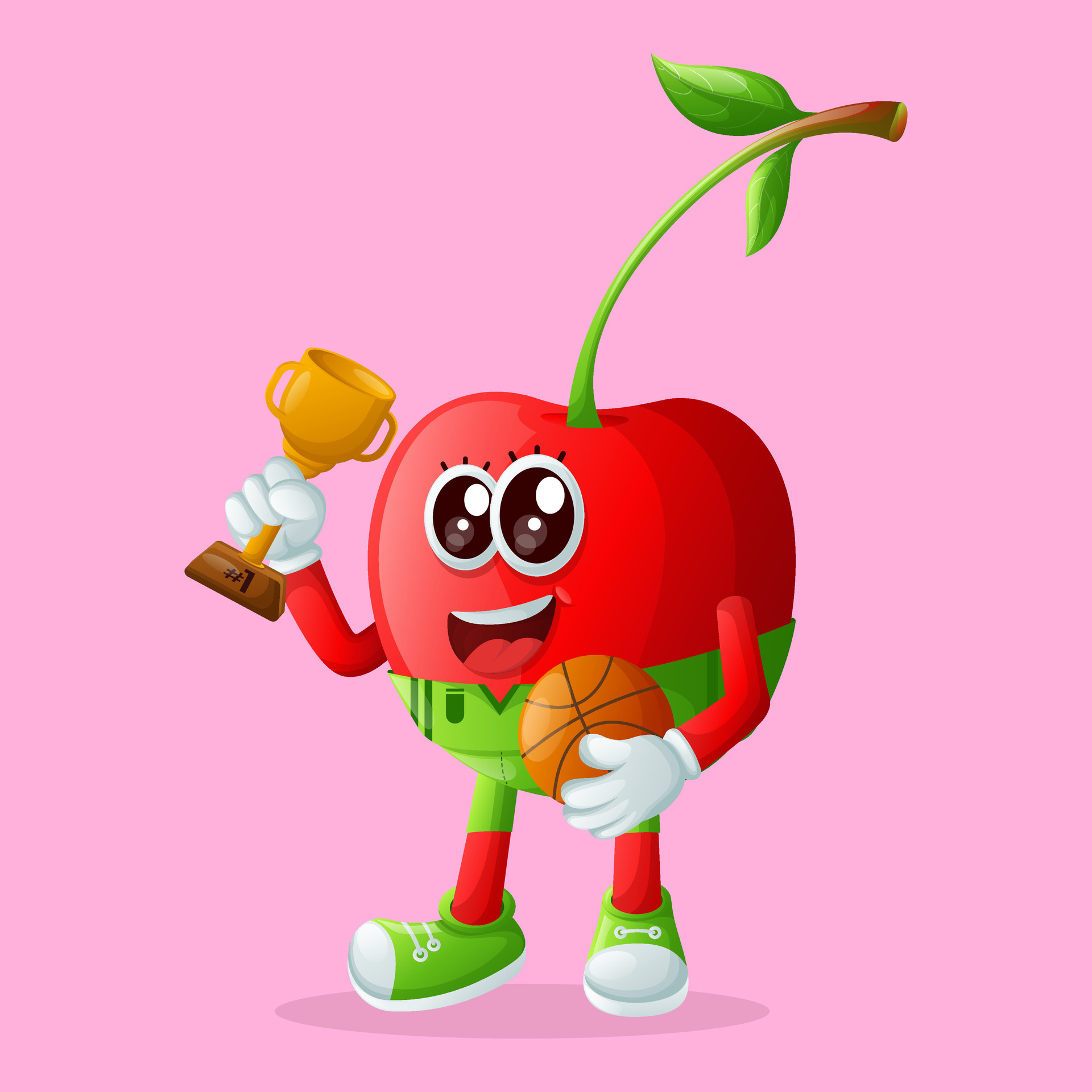 Cute Cherry Characters Playing Basketball 25551211 Vector Art At Vecteezy